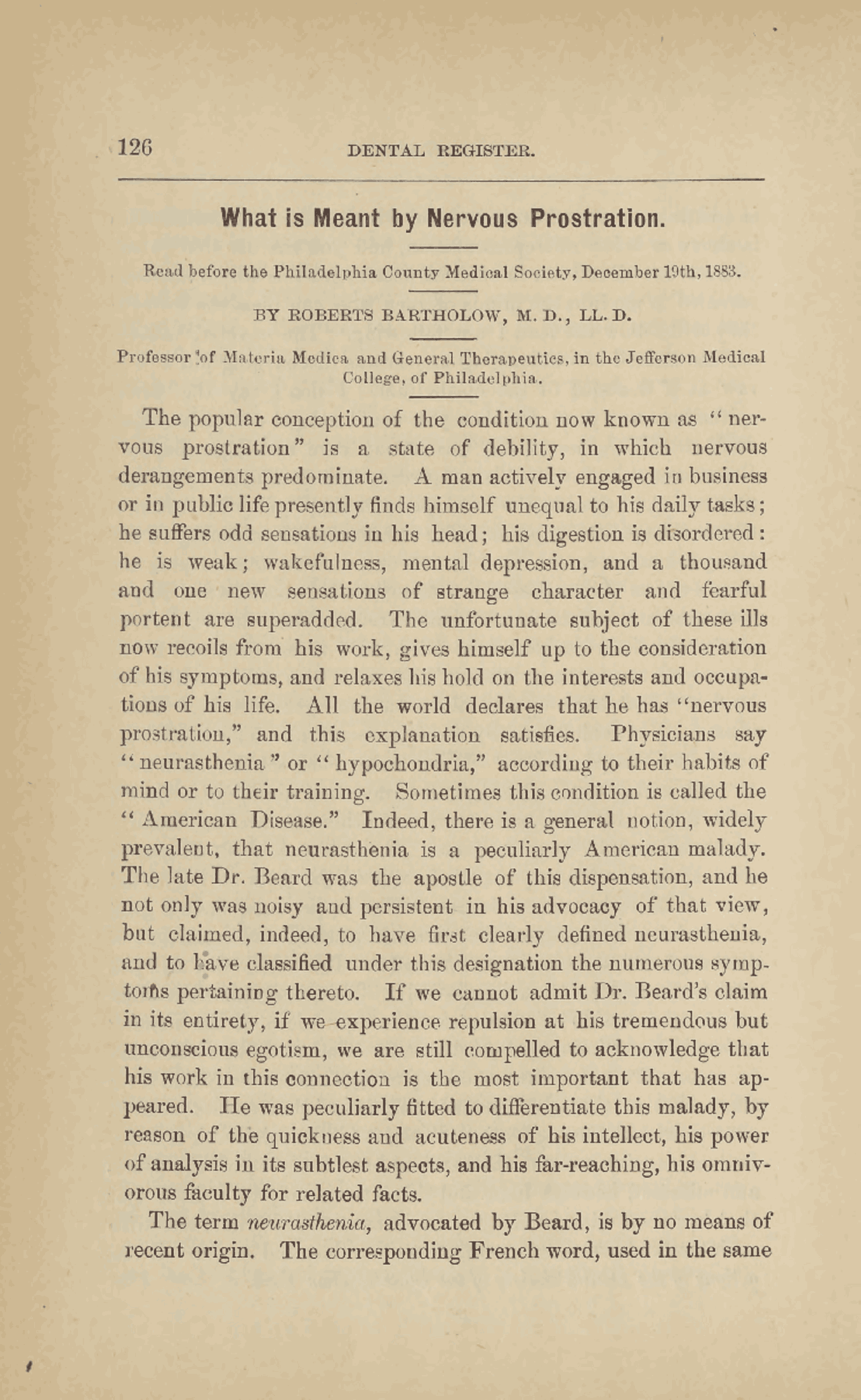 What Is Meant by Nervous Prostration | Lecture notes Business | Docsity