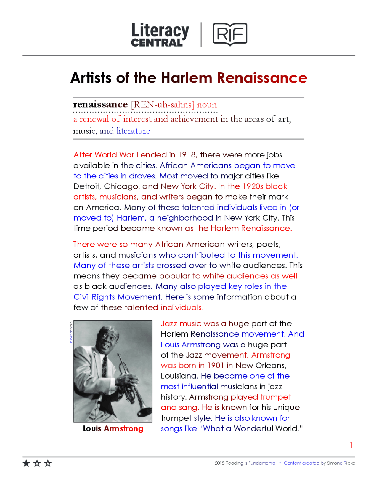 Artists of the Harlem Renaissance | Exams Jazz music | Docsity