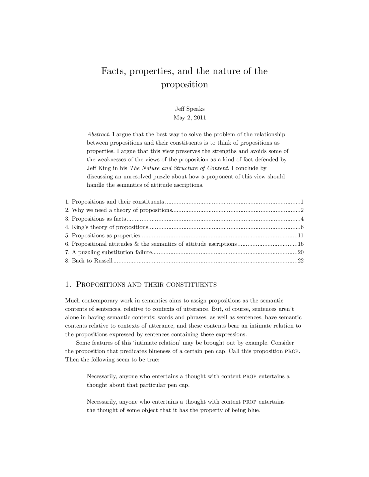 Facts, properties, and the nature of the proposition | Exercises ...