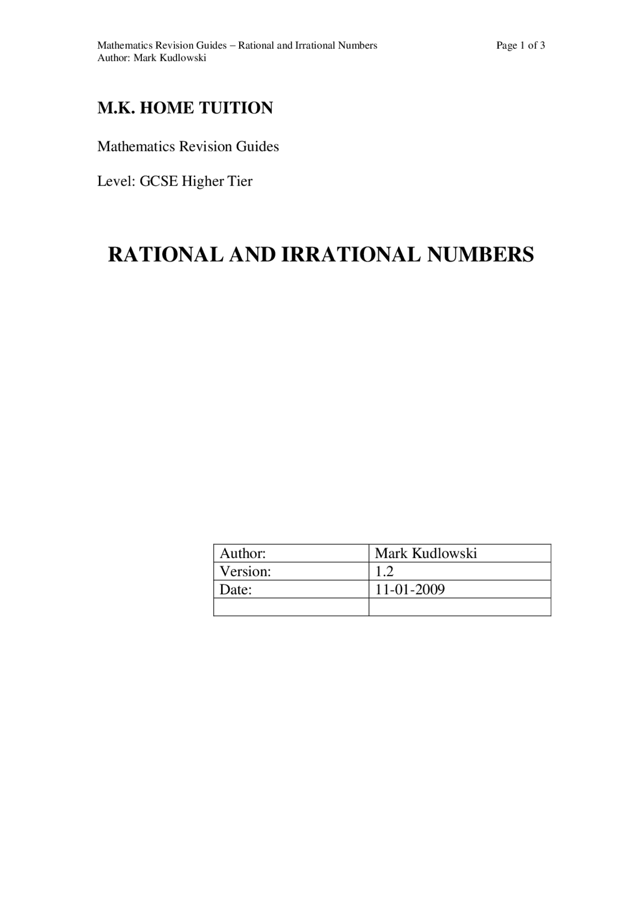 RATIONAL AND IRRATIONAL NUMBERS | Schemes and Mind Maps Mathematics ...