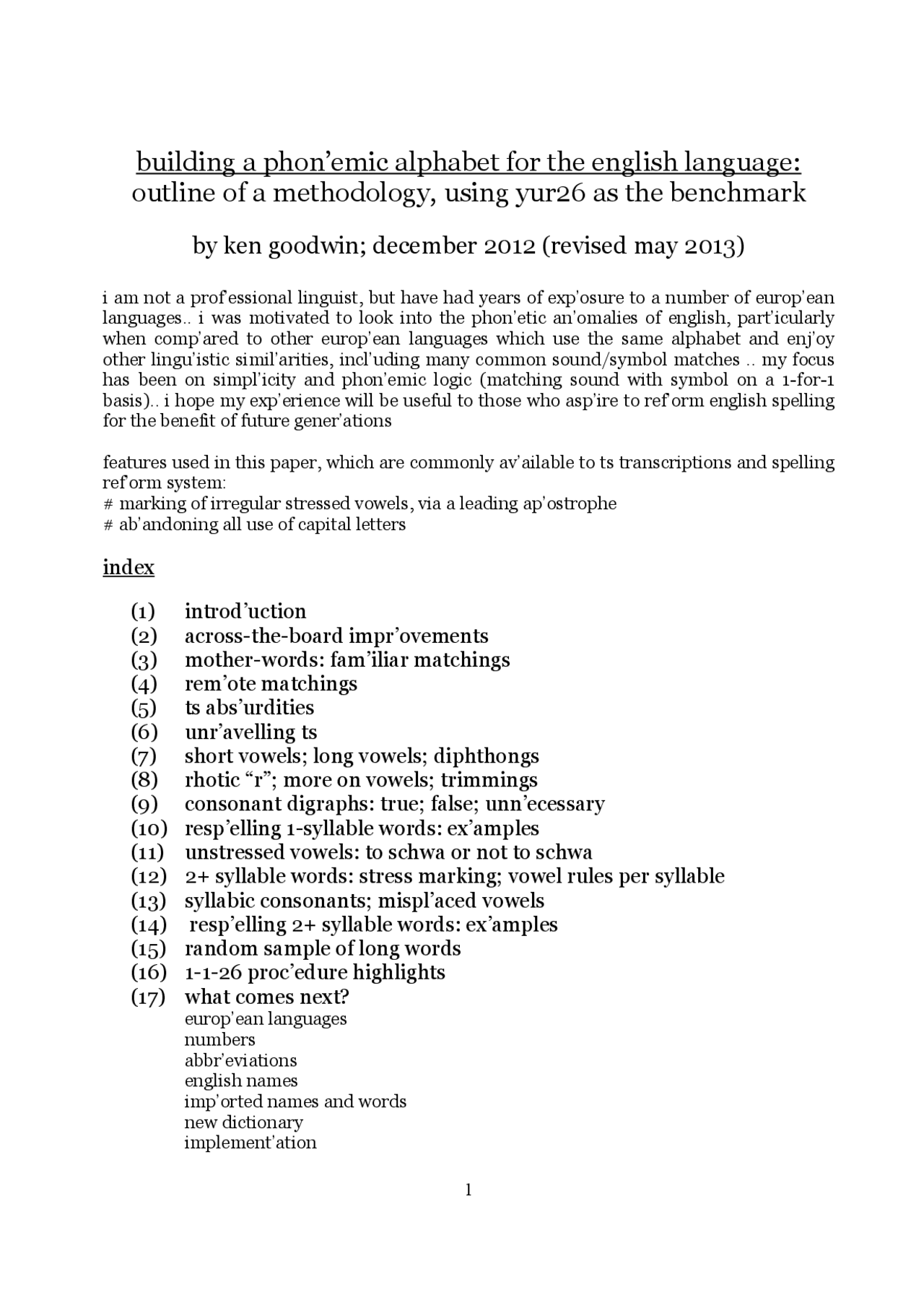 building a phon'emic alphabet for the english language: | Lecture notes ...