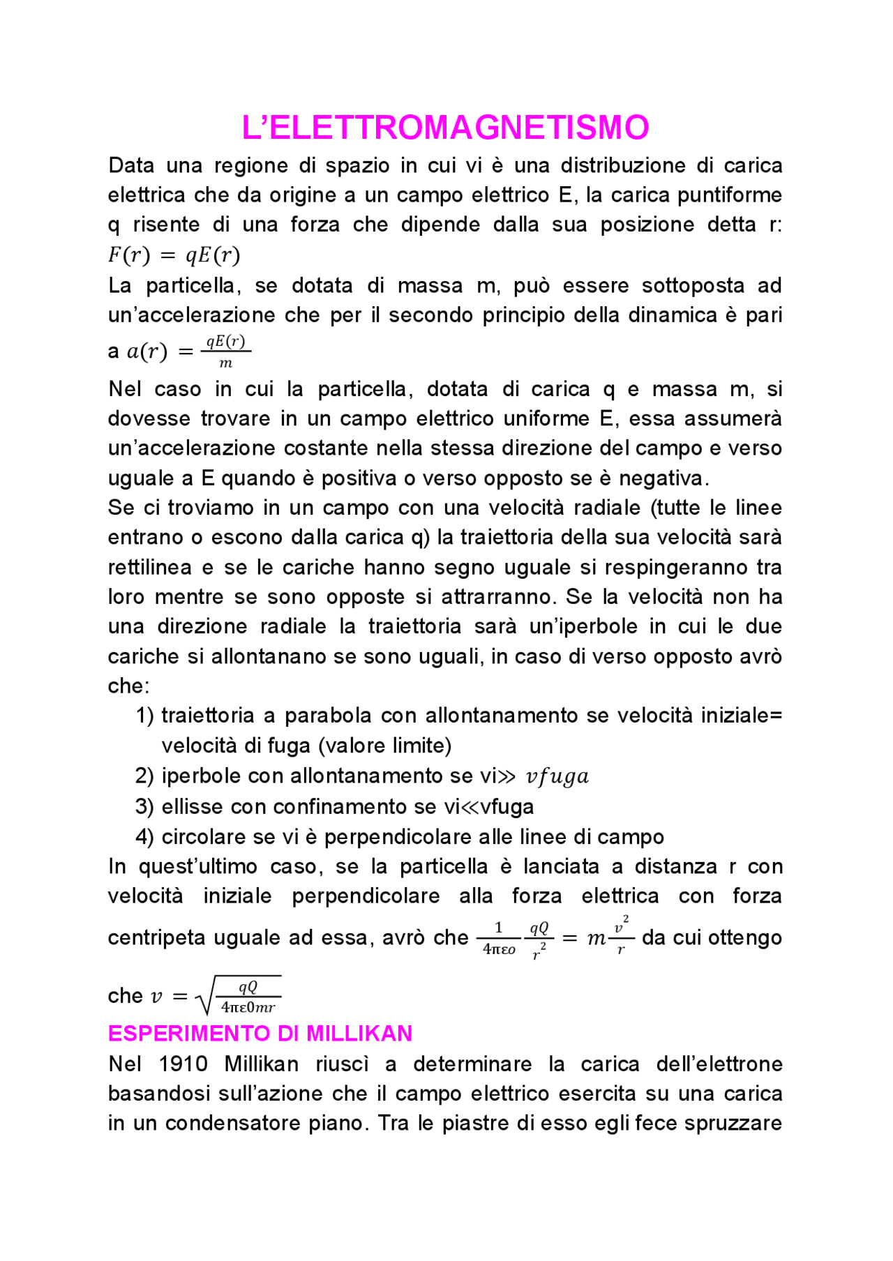 L'elettromagnetismo spiegato a livello teorico con l'aggiunta delle formule | Appunti di Fisica ...