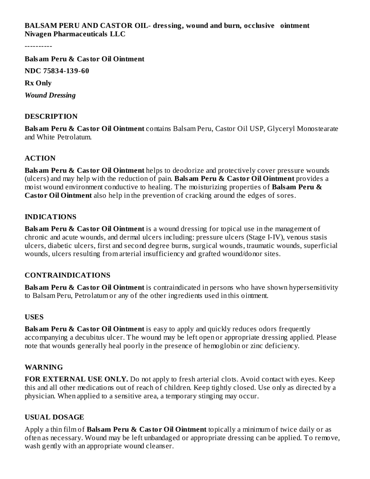 Balsam Peru & Castor Oil Ointment | Exercises Clinical Medicine | Docsity