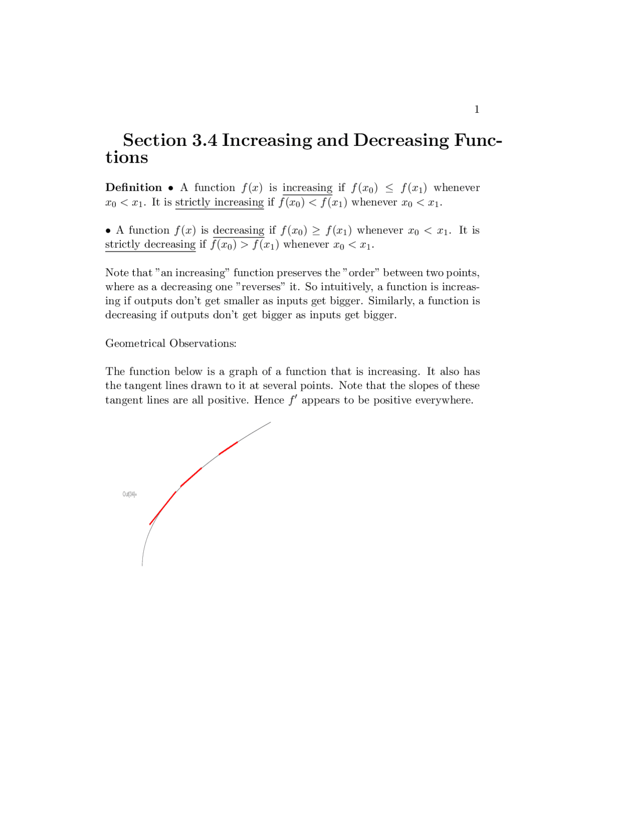 Section 3.4 Increasing and Decreasing Func- tions | Exams Construction | Docsity
