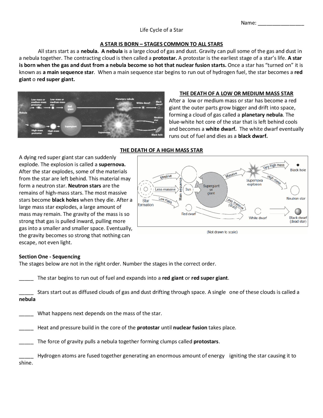 Life Cycle Of A Star 2pdf Summaries Astronomy Docsity