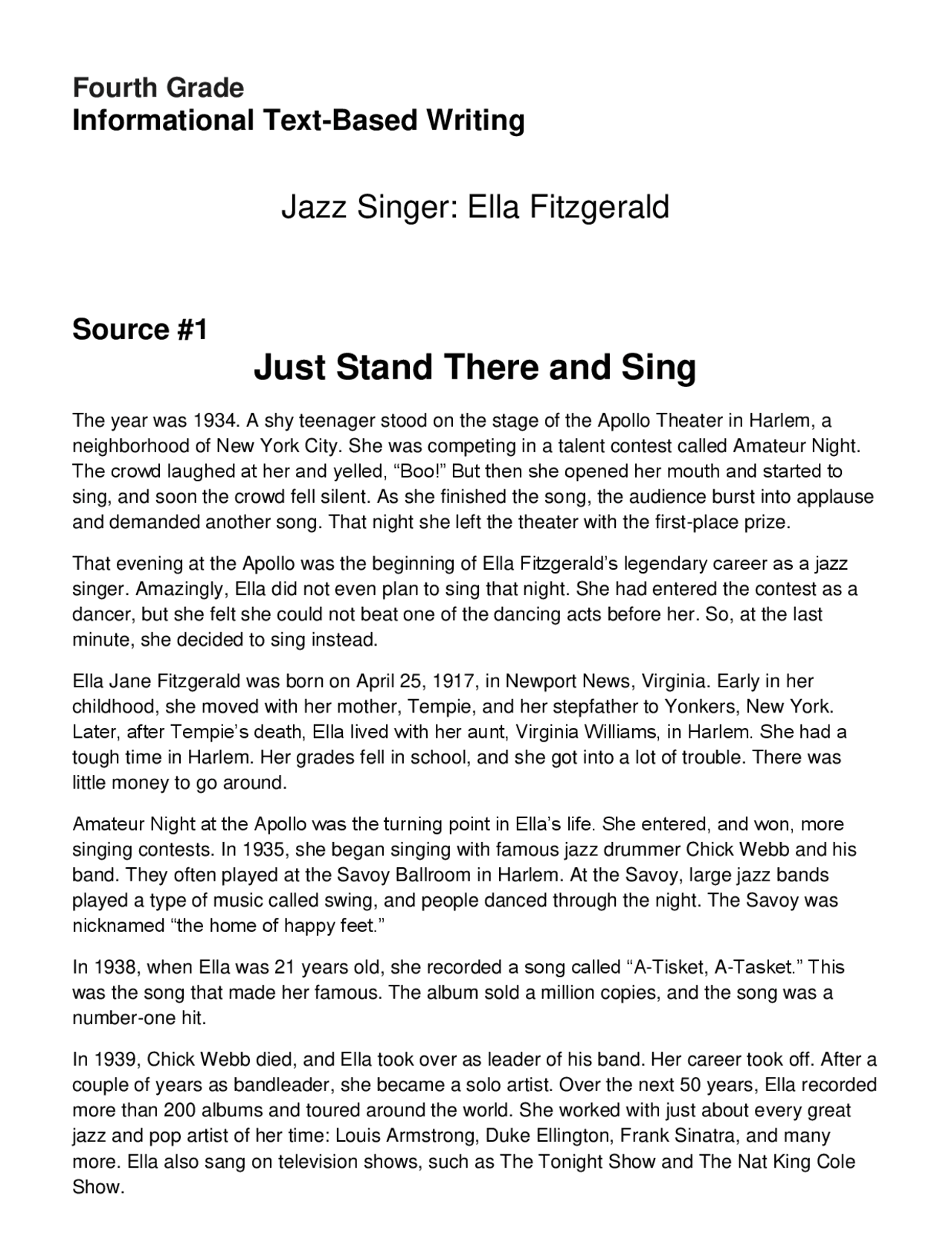 Jazz Singer: Ella Fitzgerald | Study notes Music | Docsity