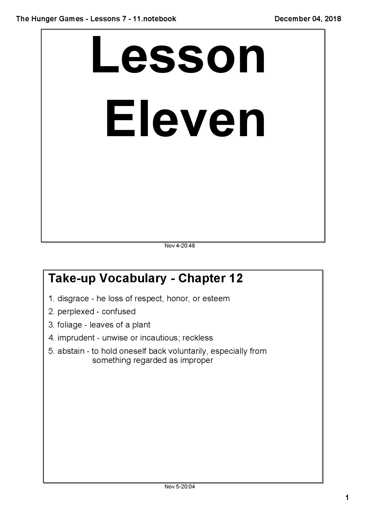 The Hunger Games - Lessons 7 | Exercises English Literature | Docsity