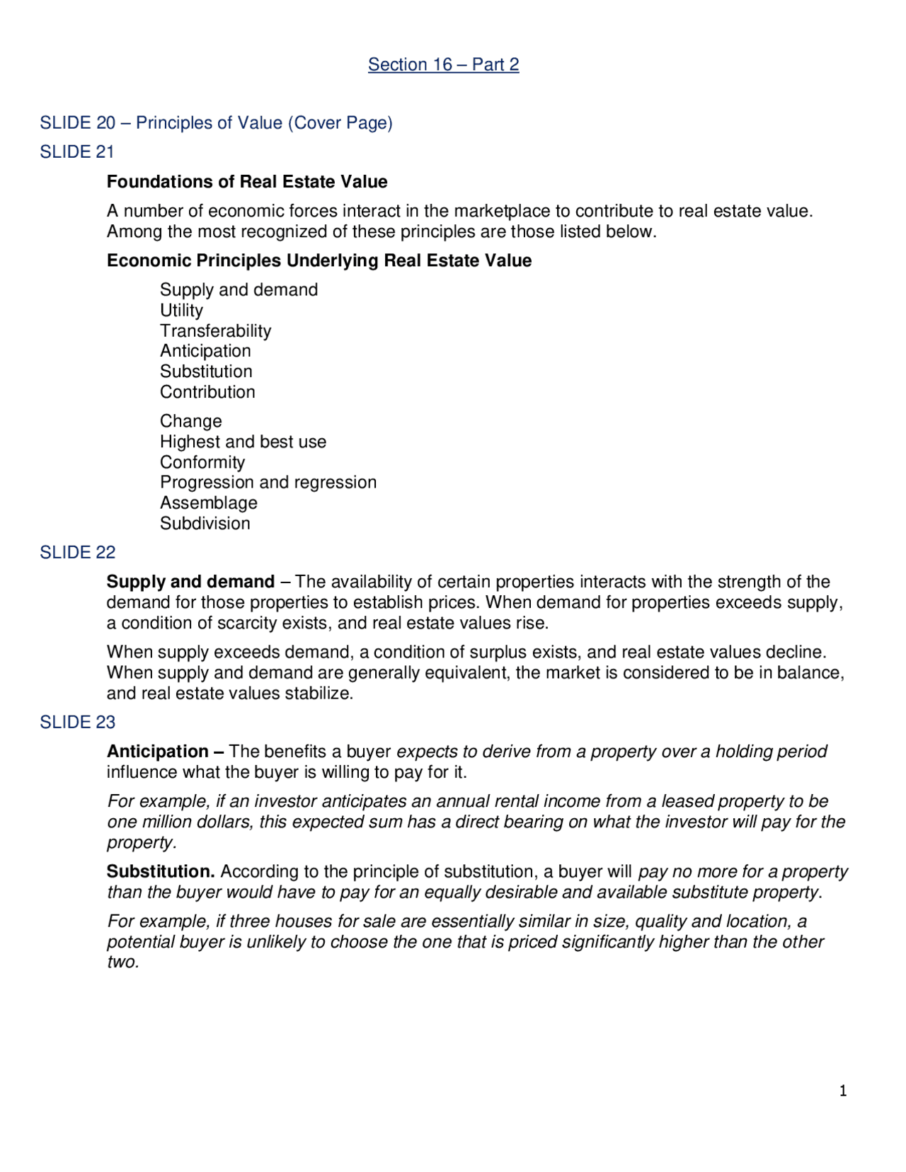 Principles Of Value Cover Page Slide 21 Exercises Construction