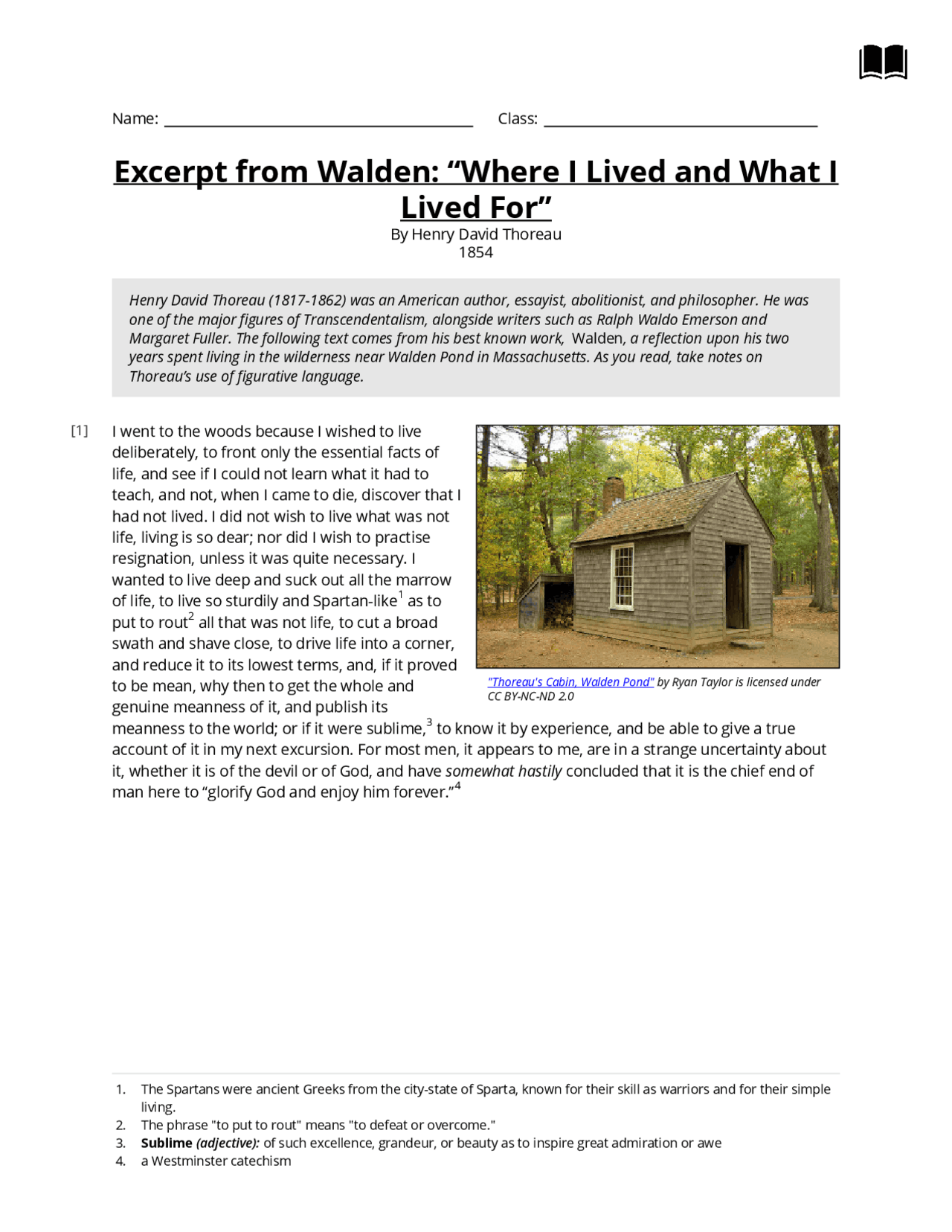 Excerpt from Walden: “Where I Lived and What I Lived For” | Summaries ...