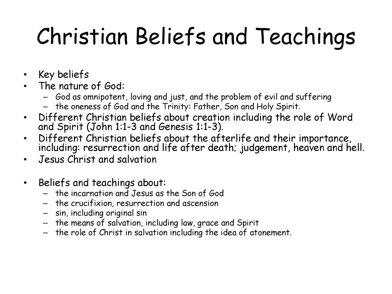 Christian Beliefs and Teachings | Exercises Christianity | Docsity