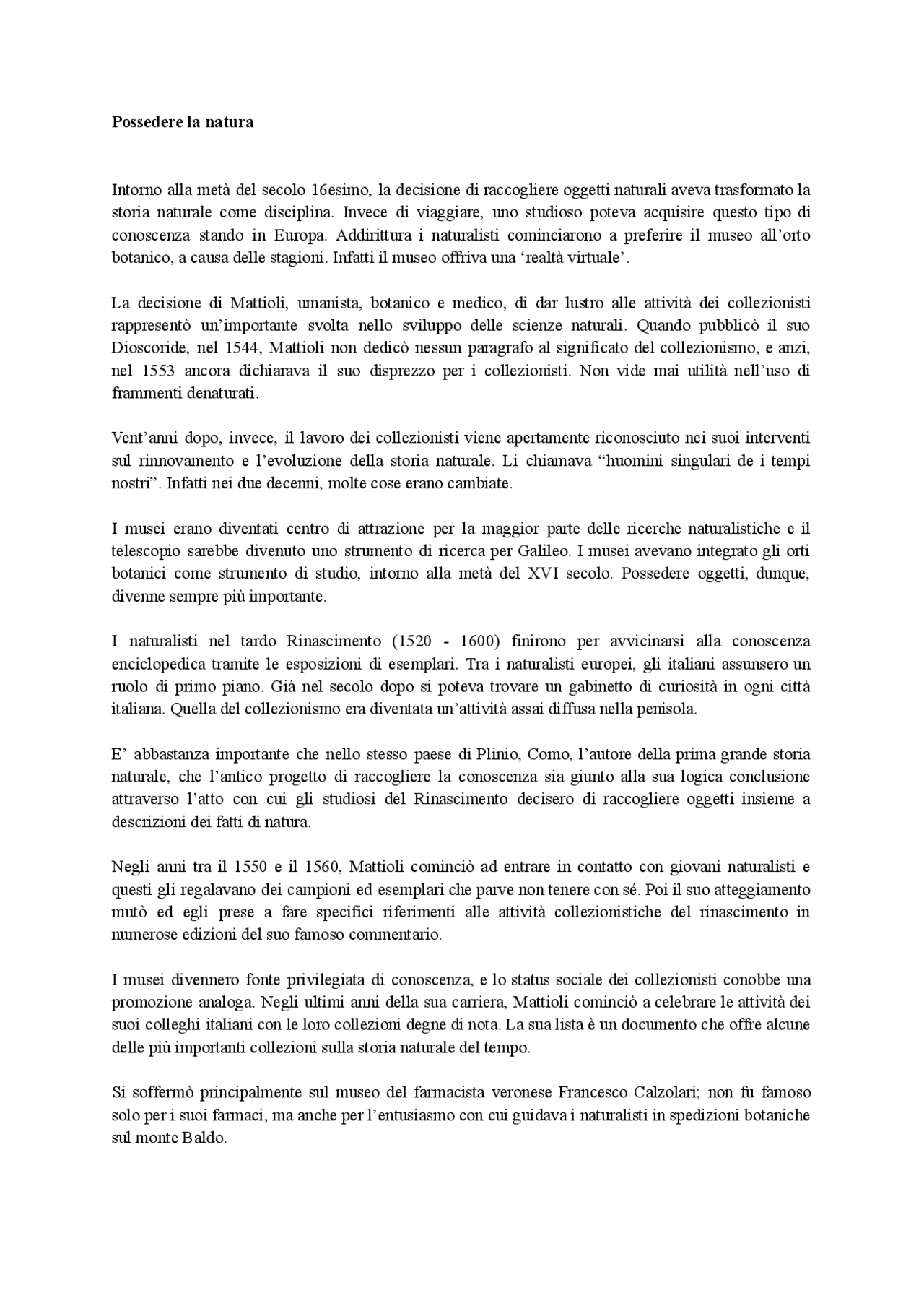 Possedere La Natura Riassunto Schemi E Mappe Concettuali Di