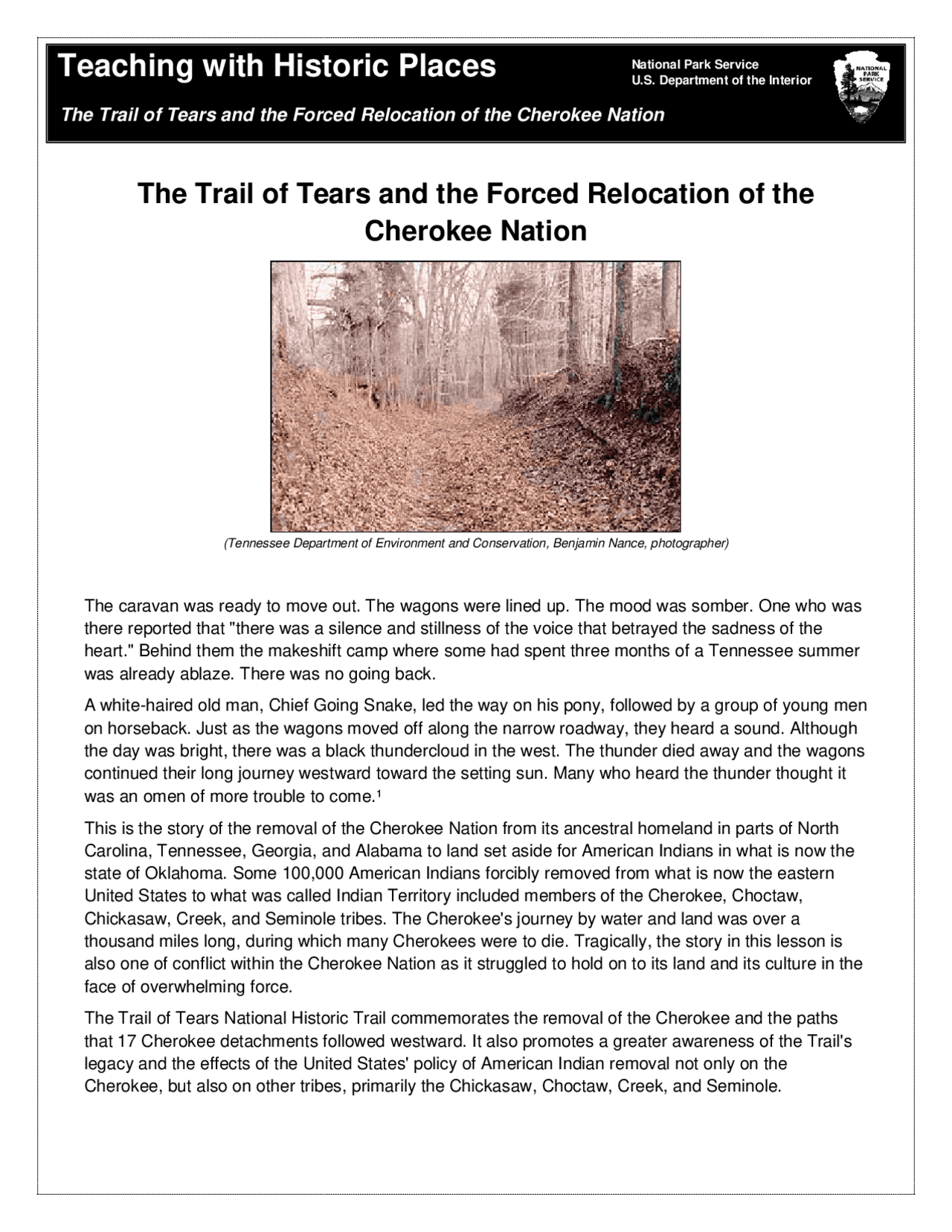 The Trail of Tears and the Forced Relocation of the Cherokee ...