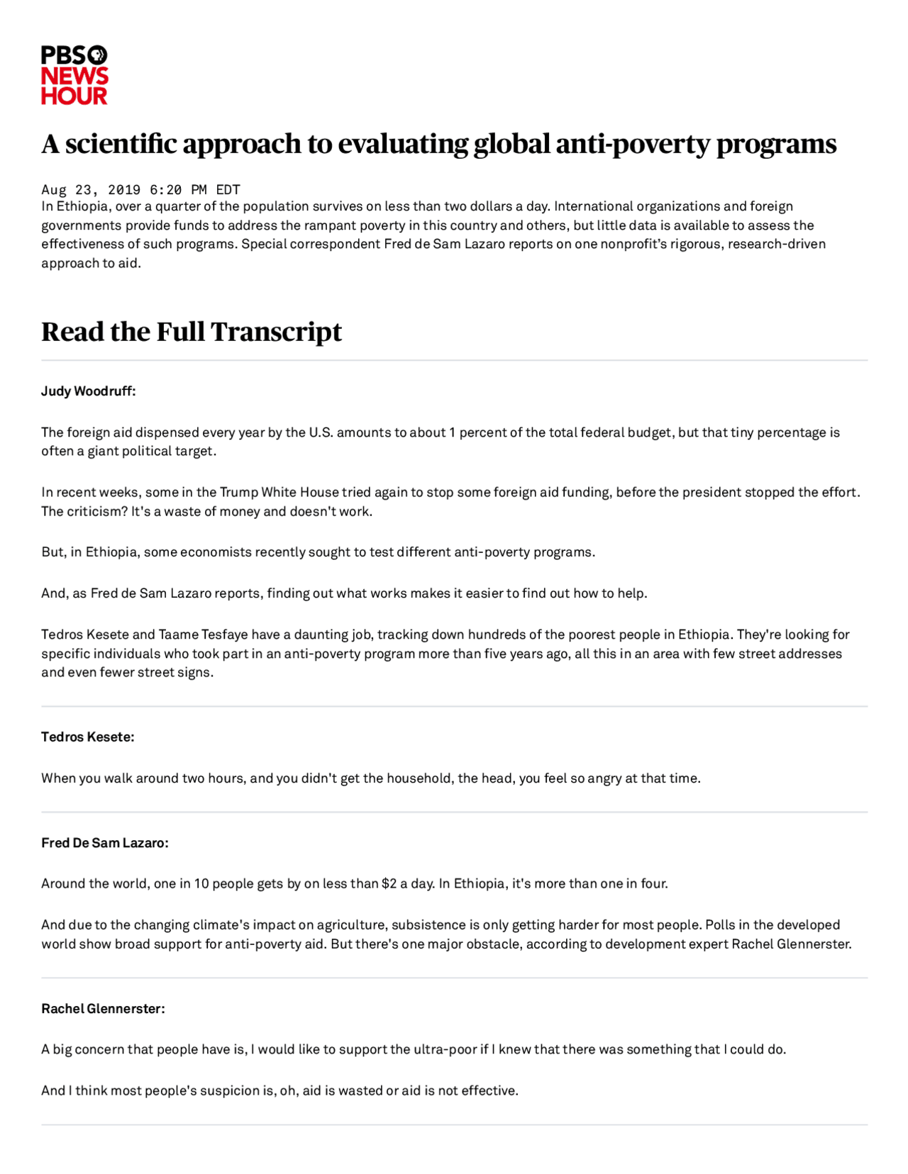 A scientific approach to evaluating global anti-poverty programs ...