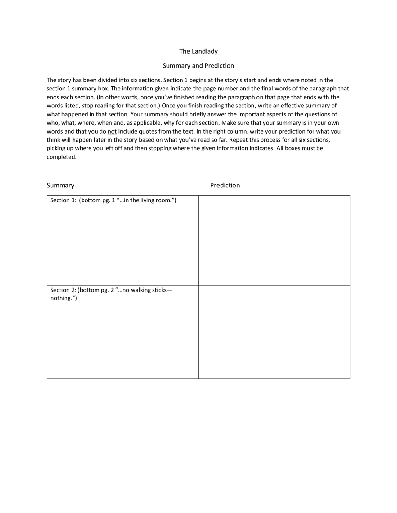 Landlady Summary & Prediction | Exams Storytelling | Docsity