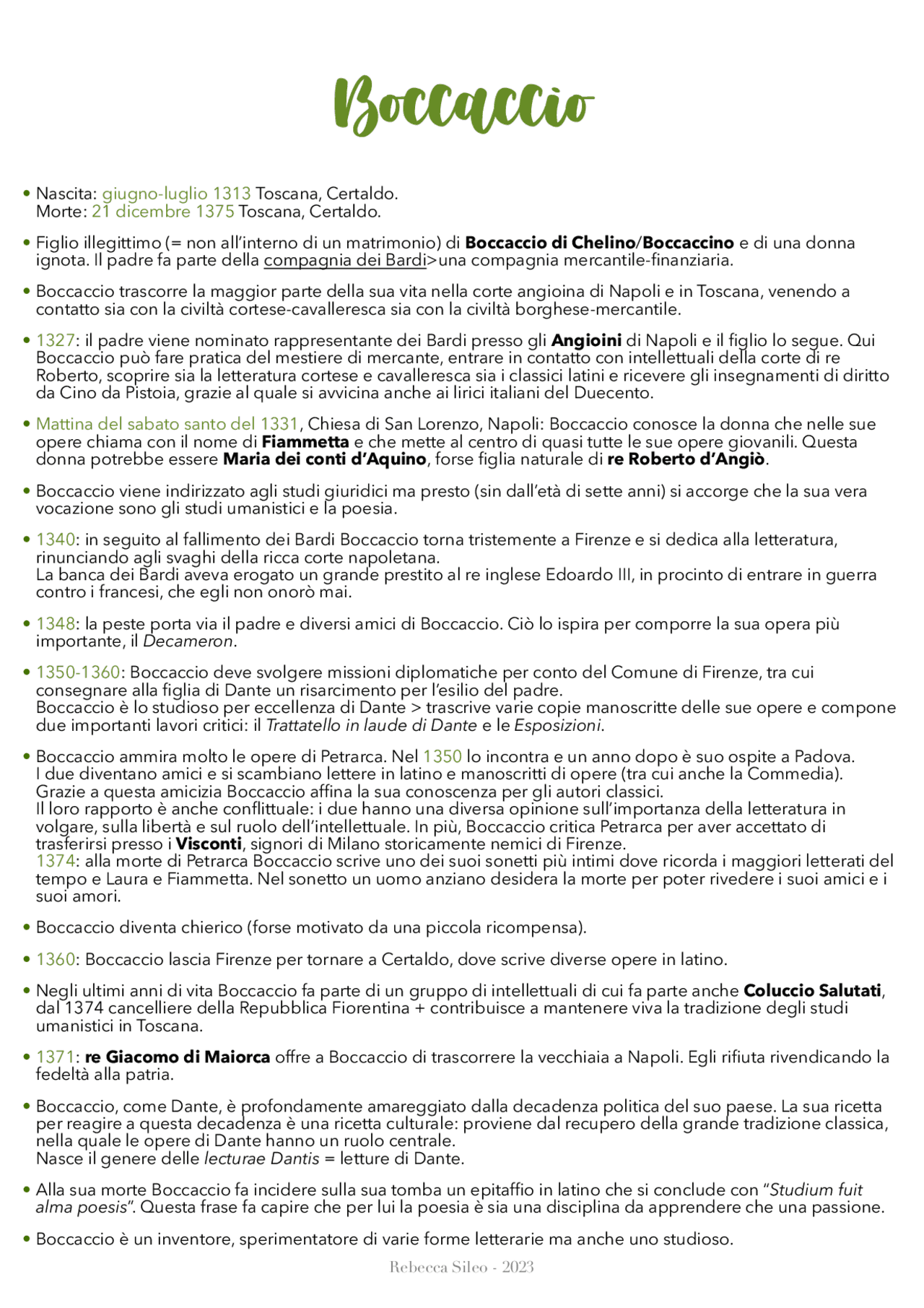 Giovanni Boccaccio, il Decameron, la prosa del Trecento. | Dispense di ...