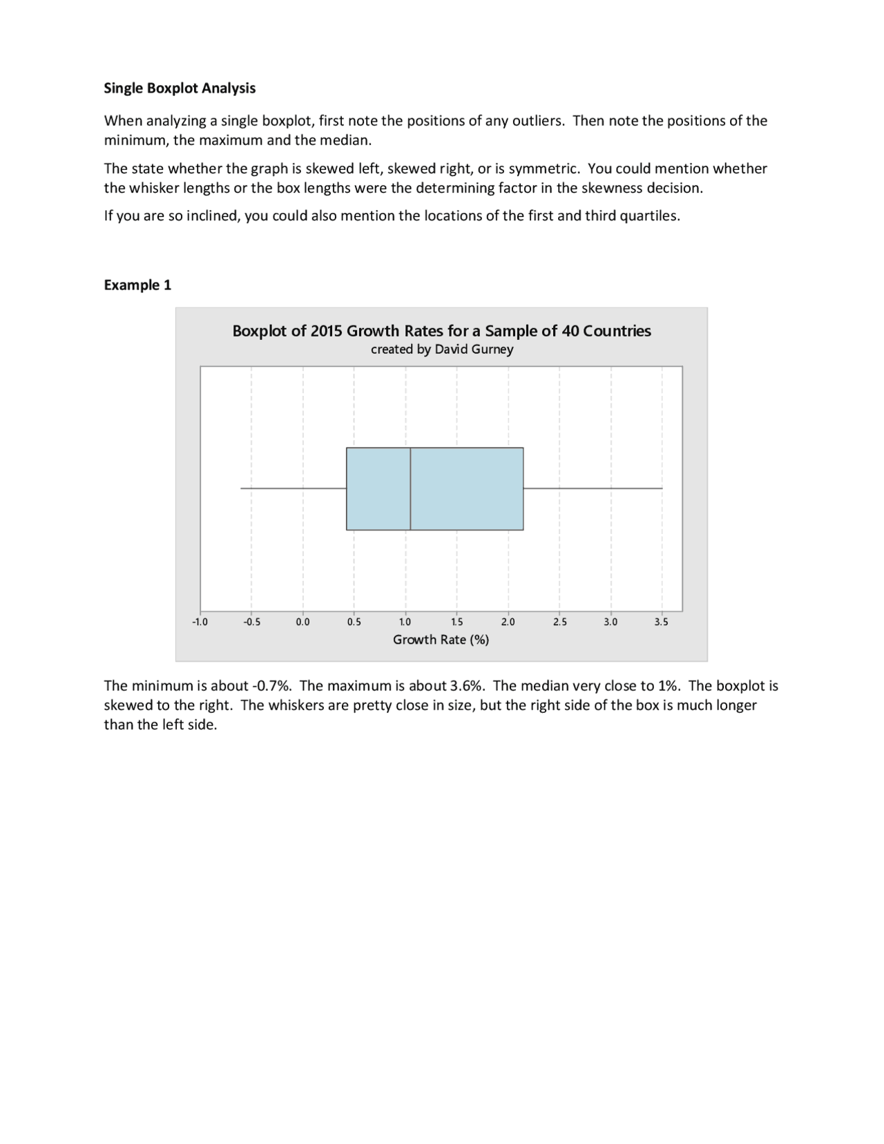 Single Boxplot Analysis | Slides Statistics | Docsity