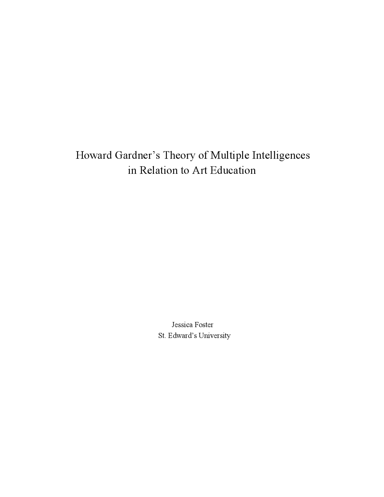 Howard Gardner's Theory of Multiple Intelligences in Relation ...