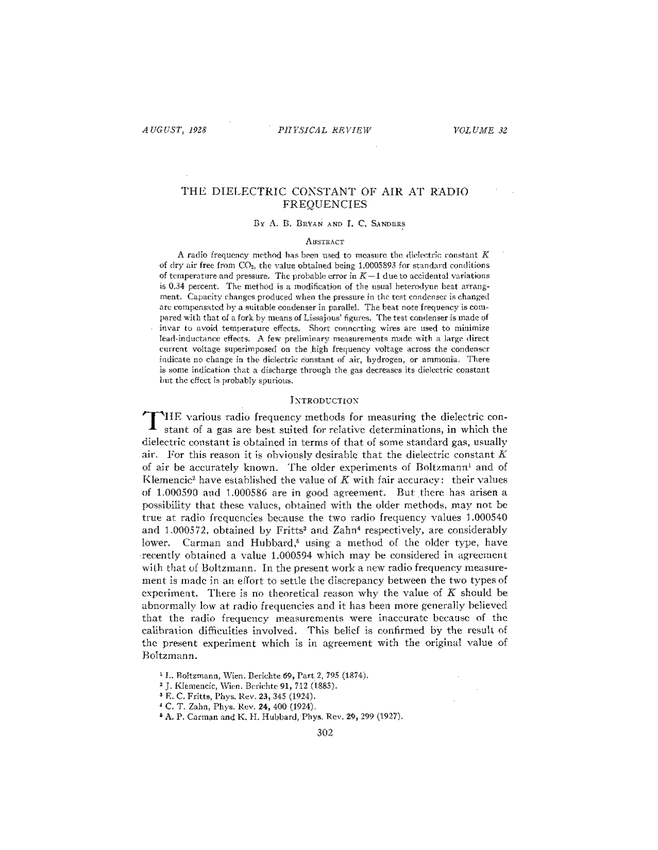 The dielectric constant of air at radio frequencies | Summaries ...