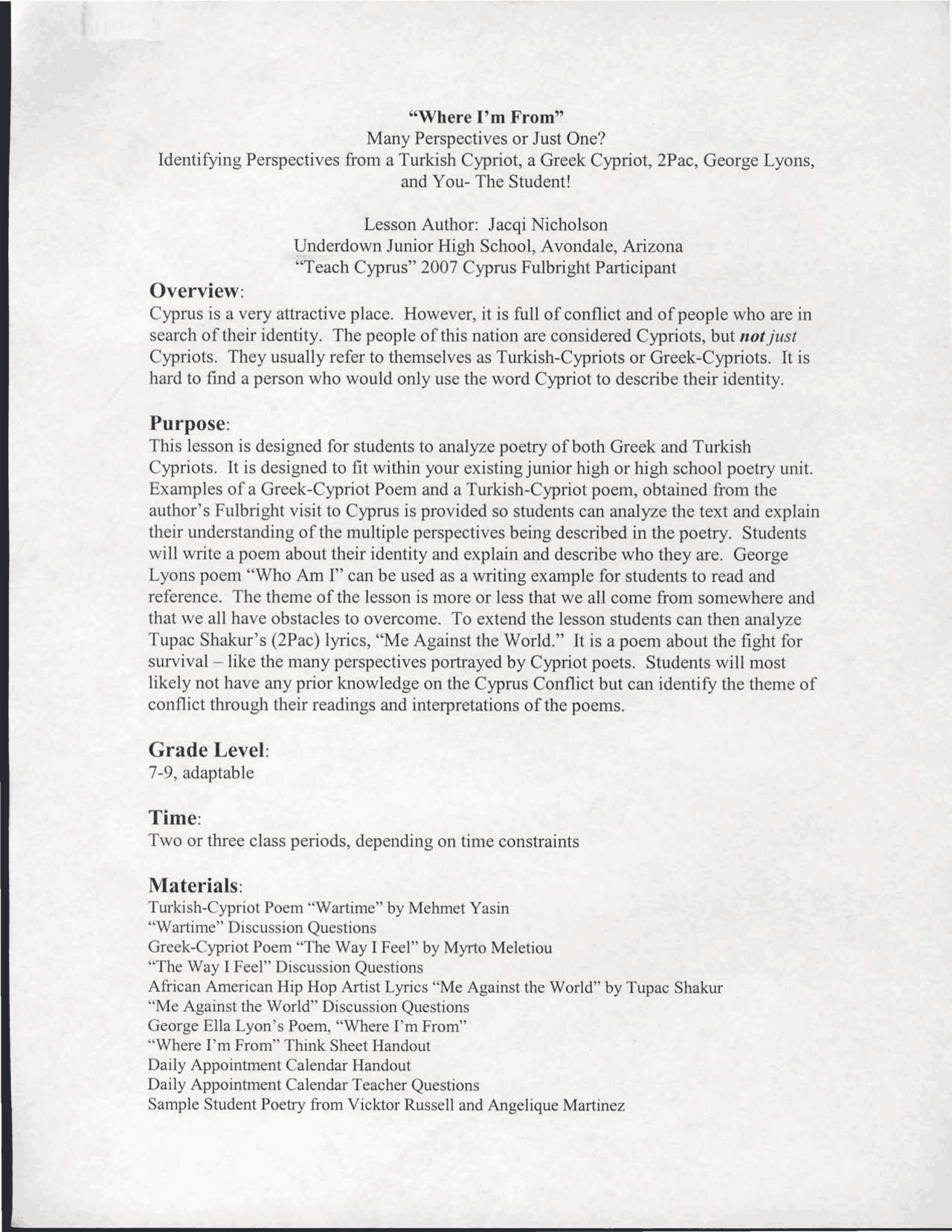 Lesson plan.pdf | Exams Poetry | Docsity