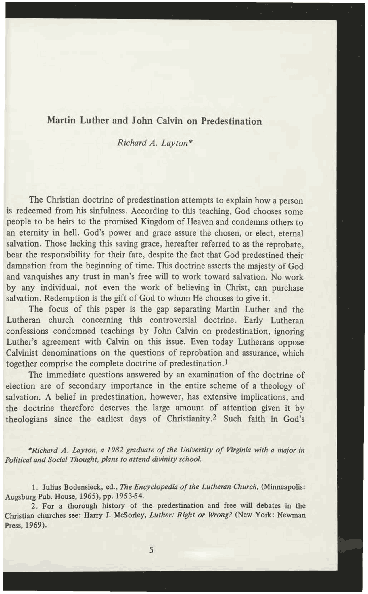 Martin Luther and John Calvin on Predestination | Exercises World ...