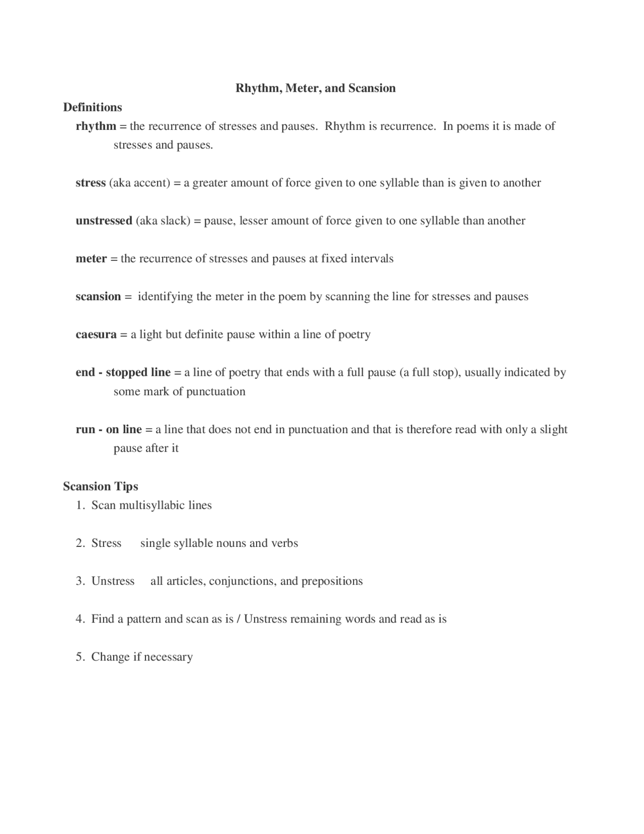 Rhythm, Meter, and Scansion | Schemes and Mind Maps Poetry | Docsity