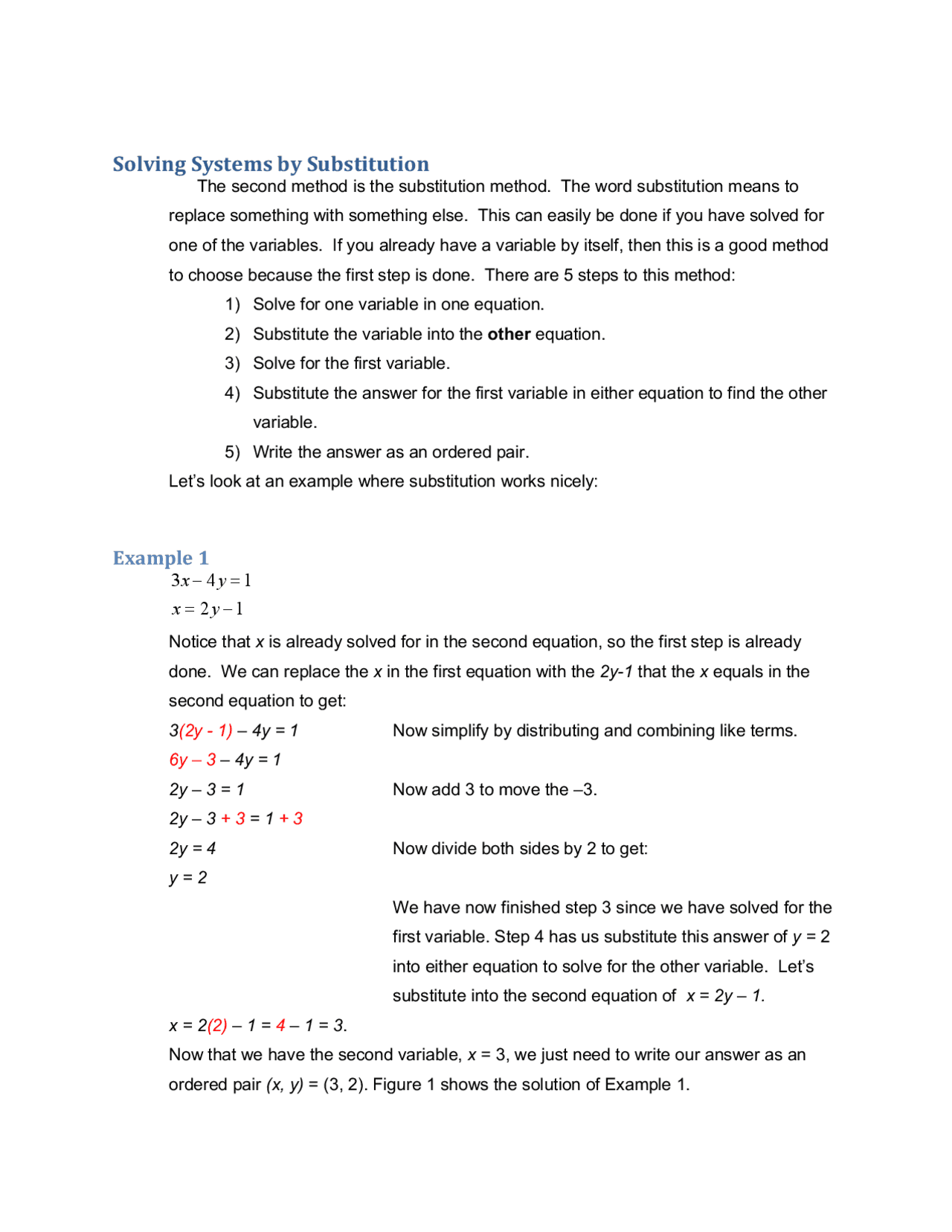 Solving Systems By Substitution Exercises Pre Calculus Docsity