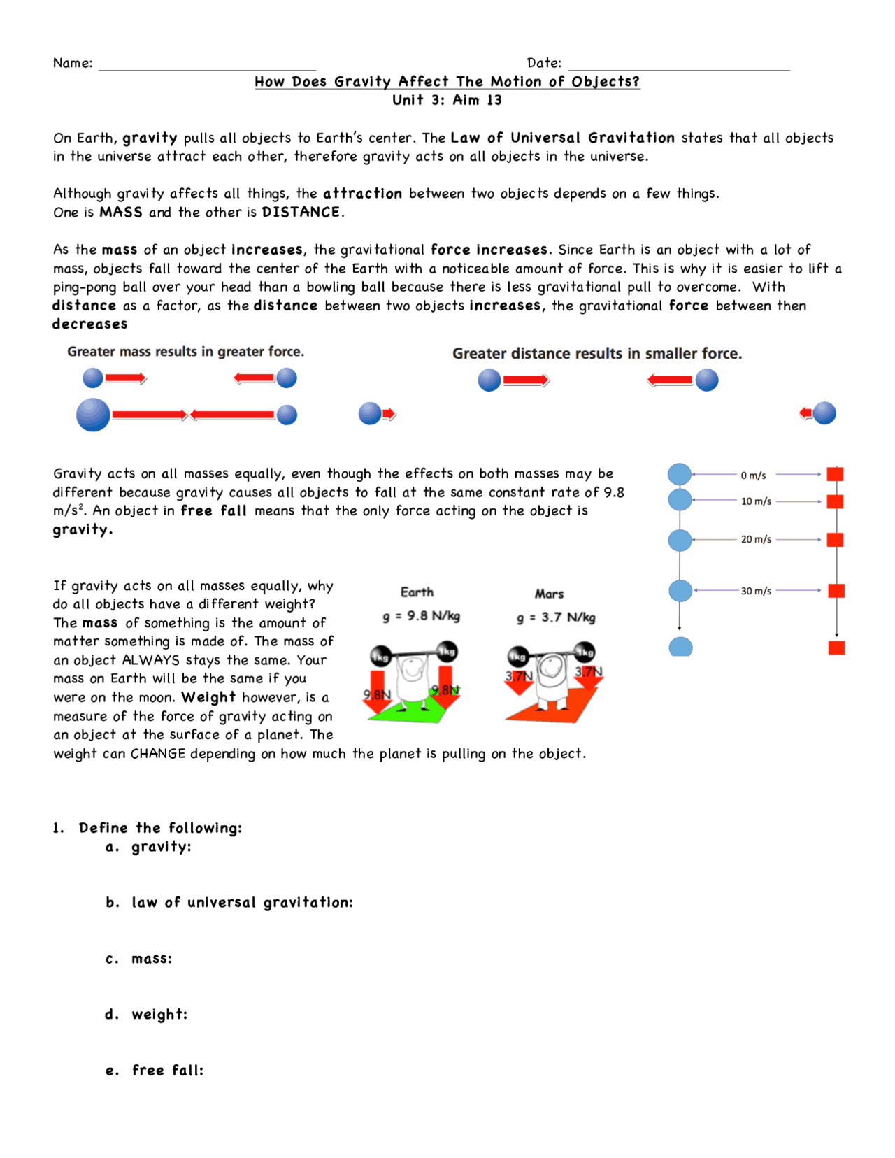 Aim 13 On Earth, gravity pulls all objects to Earth's c | Exams Law ...