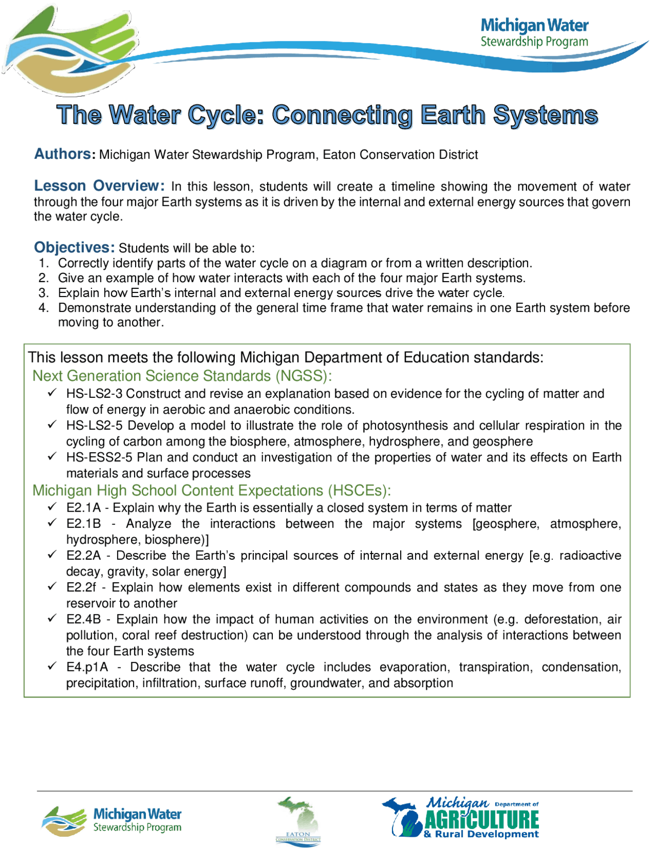 The Water Cycle: Connecting Earth Systems | Exercises Earth science ...