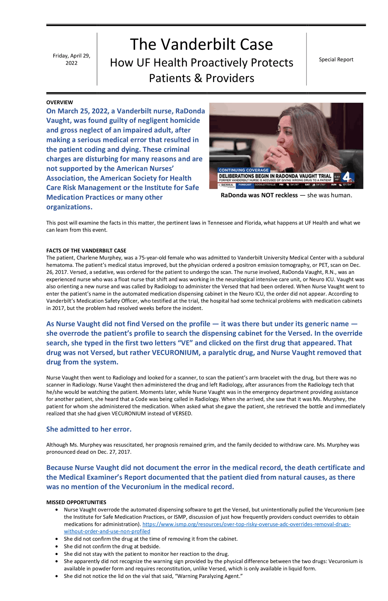 The Vanderbilt Case | Slides Radiology | Docsity