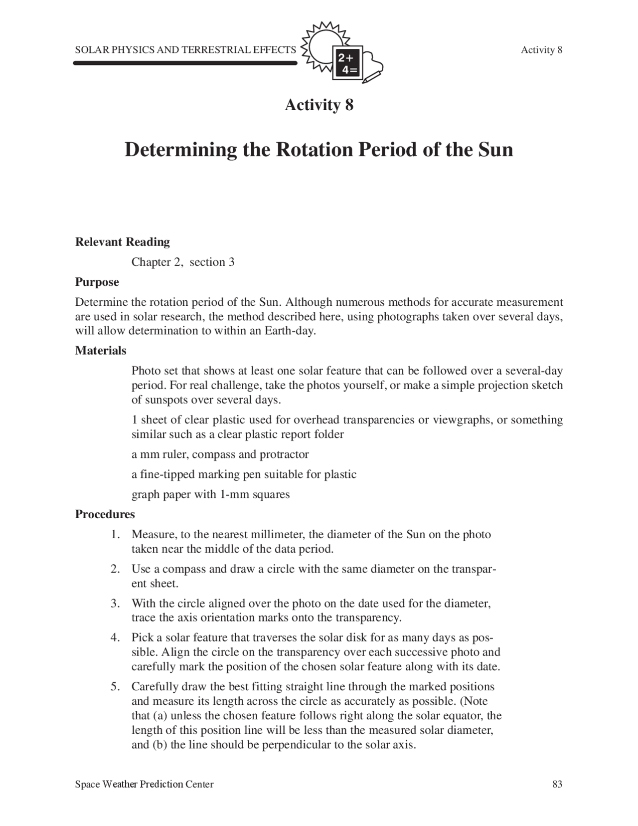 Determining the Rotation Period of the Sun | Slides Physics | Docsity