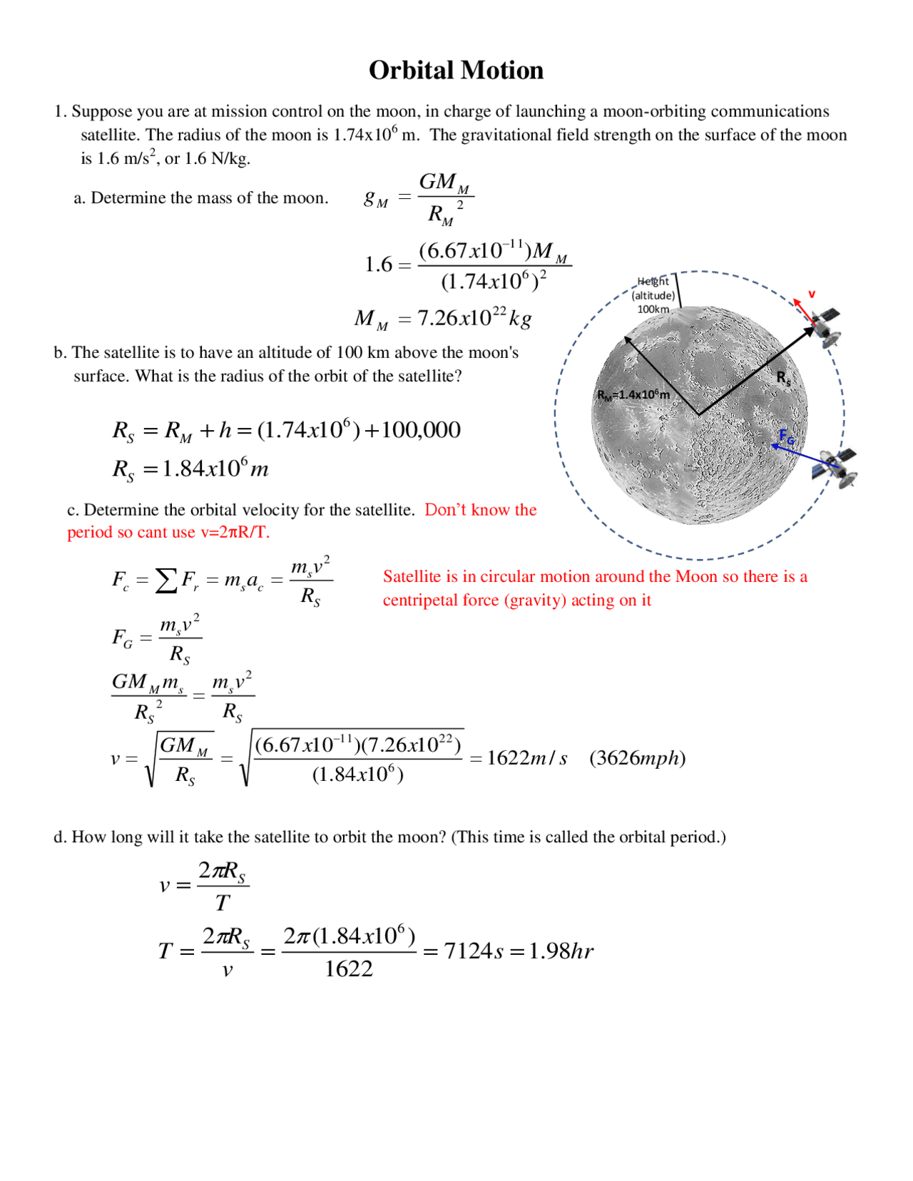 Orbital Motion Slides Acting Docsity