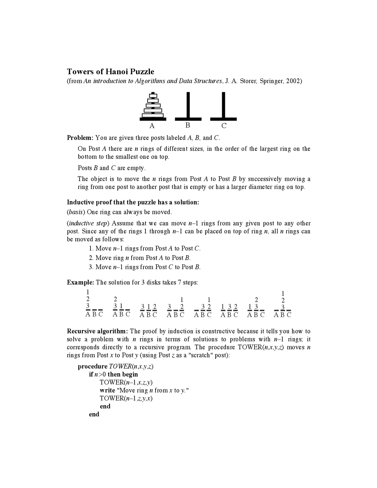 Towers of Hanoi Puzzle | Summaries Discrete Mathematics | Docsity
