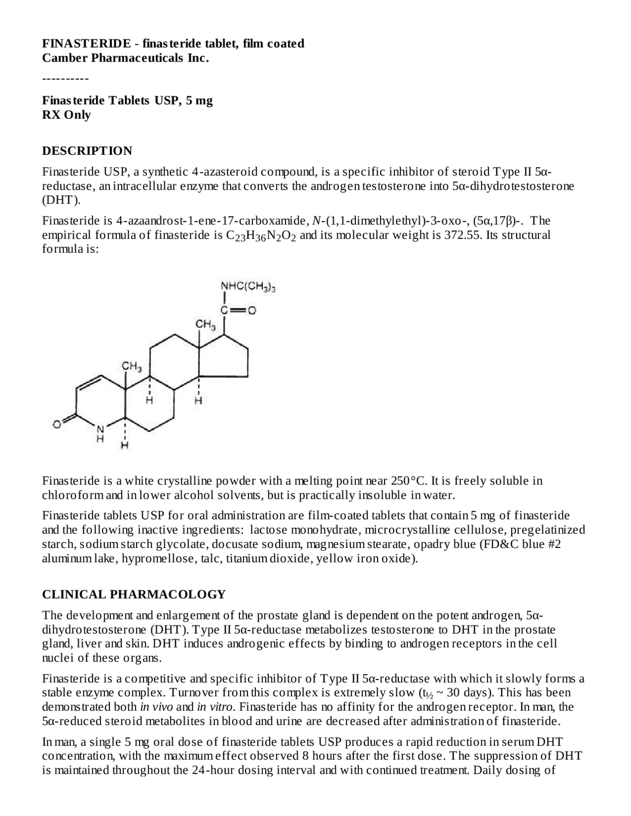 Finasteride Tablets USP, 5 mg RX | Study notes Marketing | Docsity
