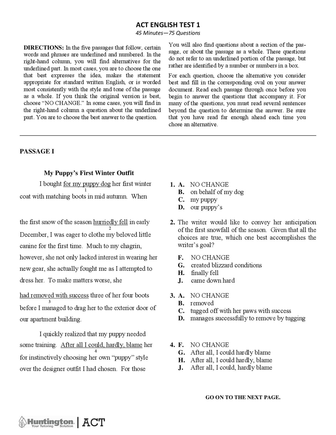 Act English Test 1 Lecture Notes English Docsity