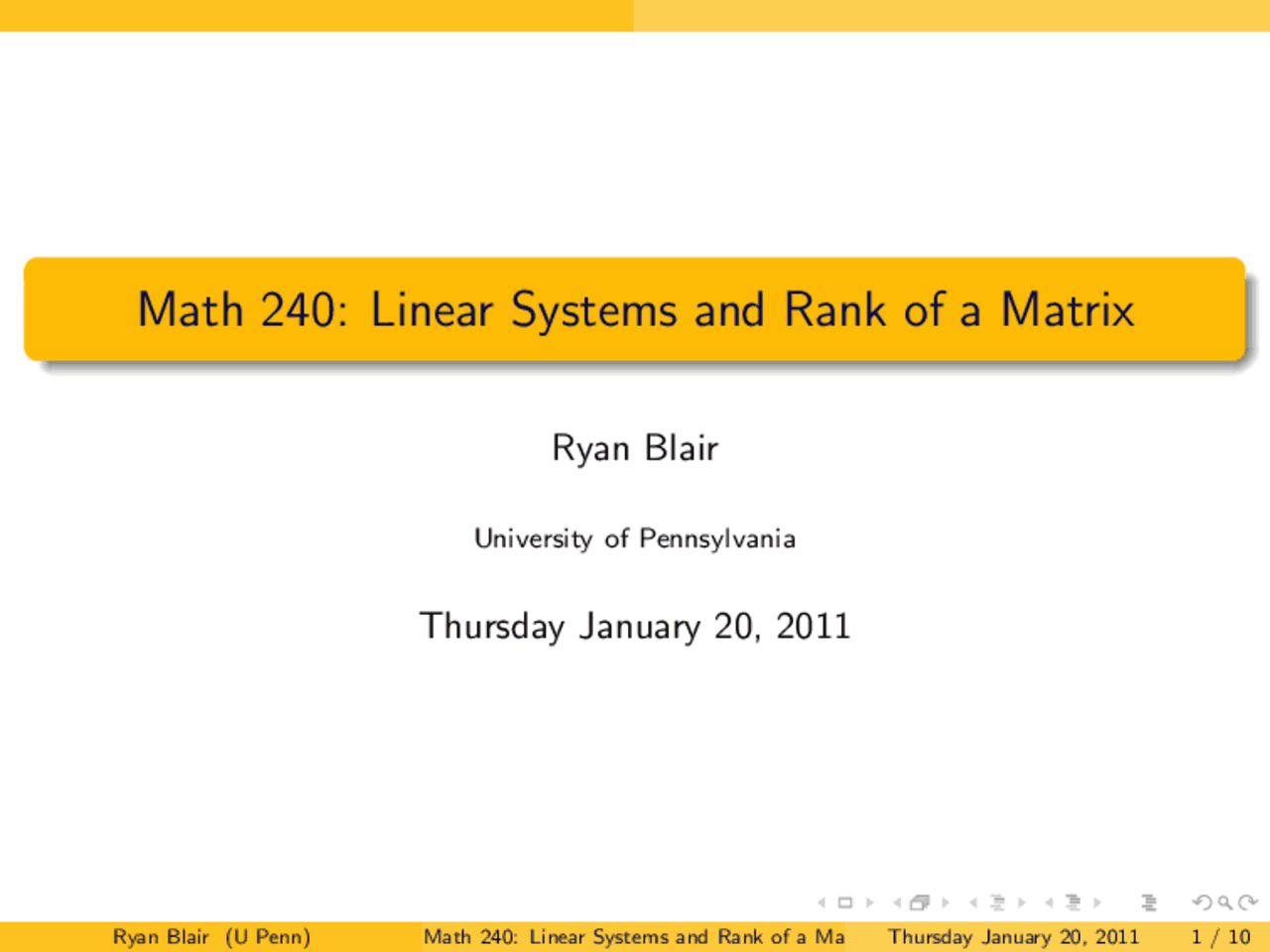 Math 240: Linear Systems and Rank of a Matrix | Lecture notes Linear ...