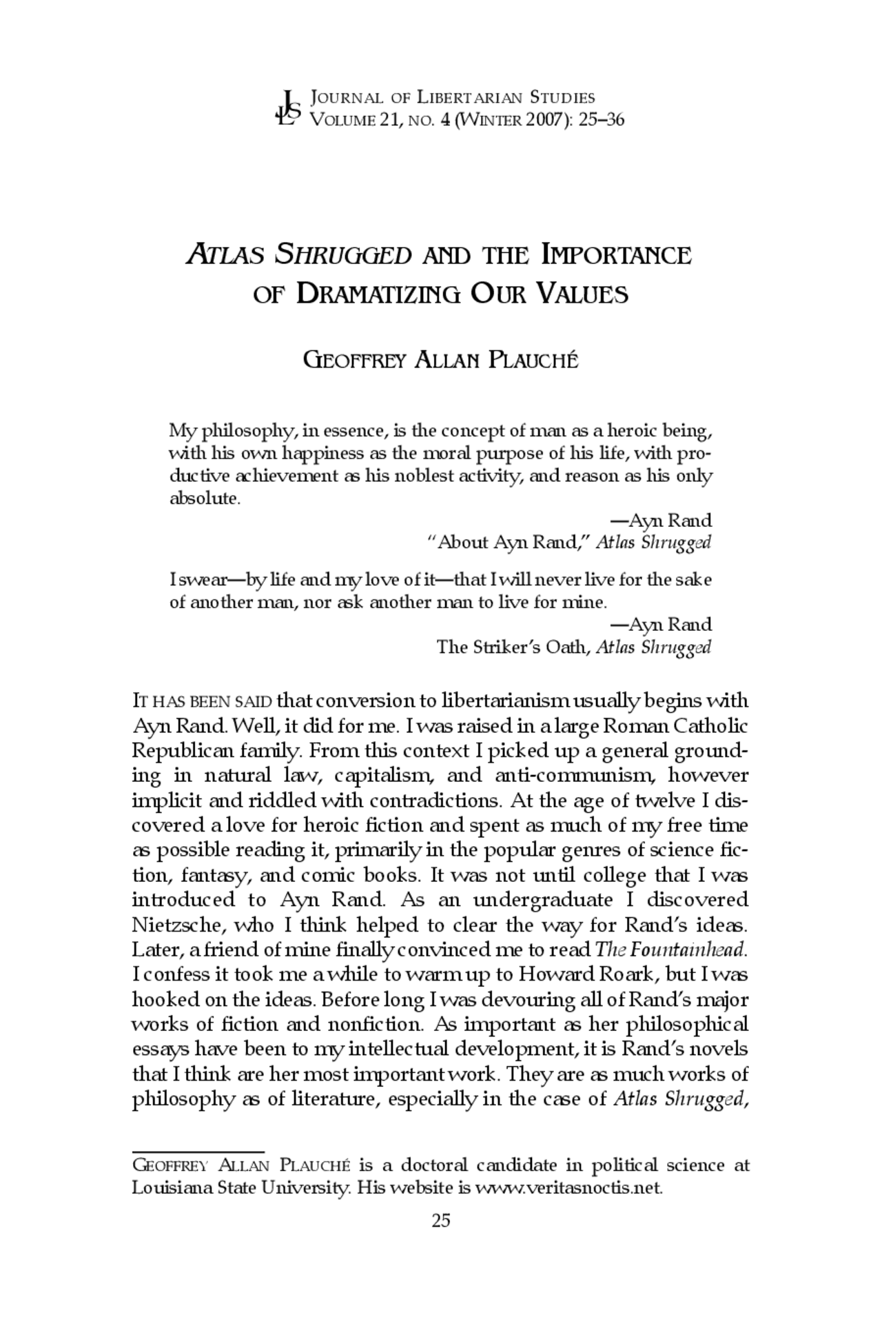 Atlas Shrugged And The Importance Exercises Philosophy Docsity