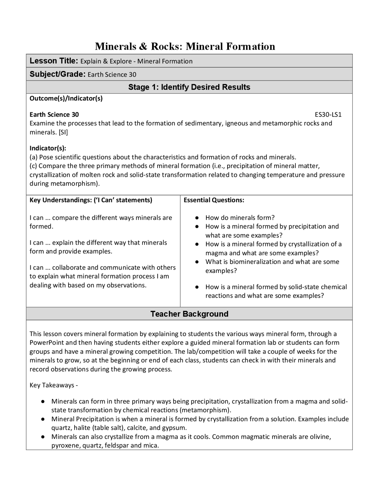 Minerals And Rocks Mineral Formation Lecture Notes Earth Science Docsity