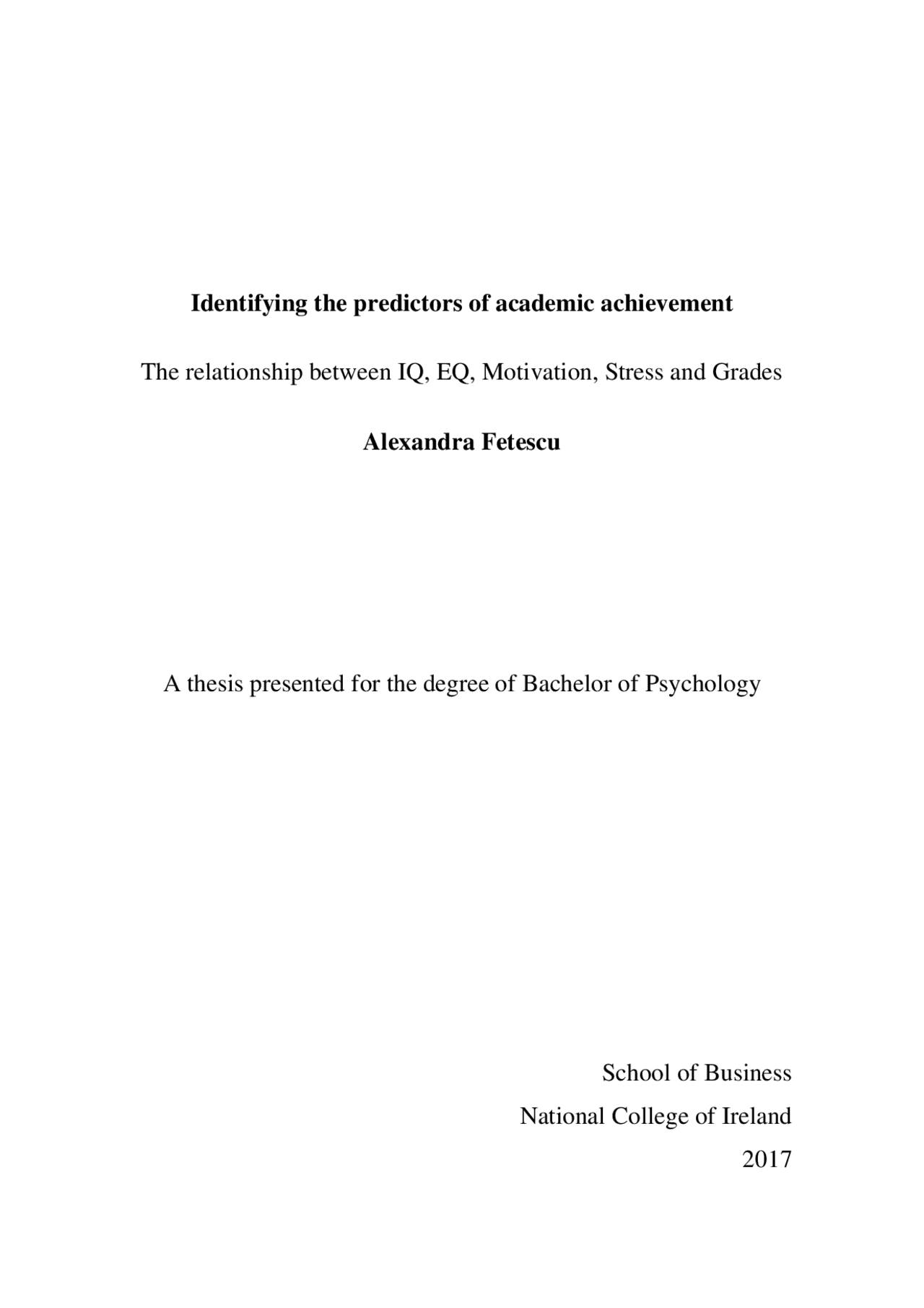 Identifying the predictors of academic achievement | Exercises ...