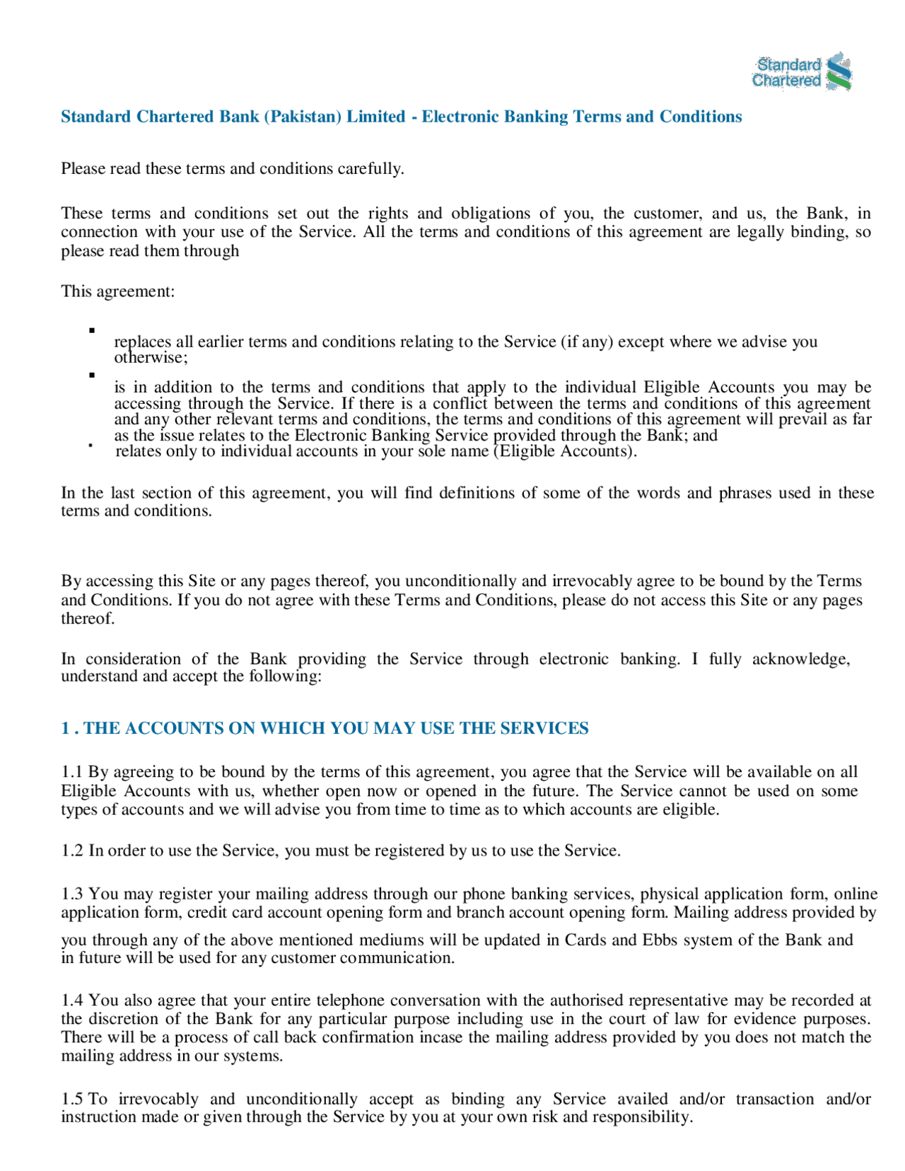 Electronic Banking Terms and Conditions | Schemes and Mind Maps ...