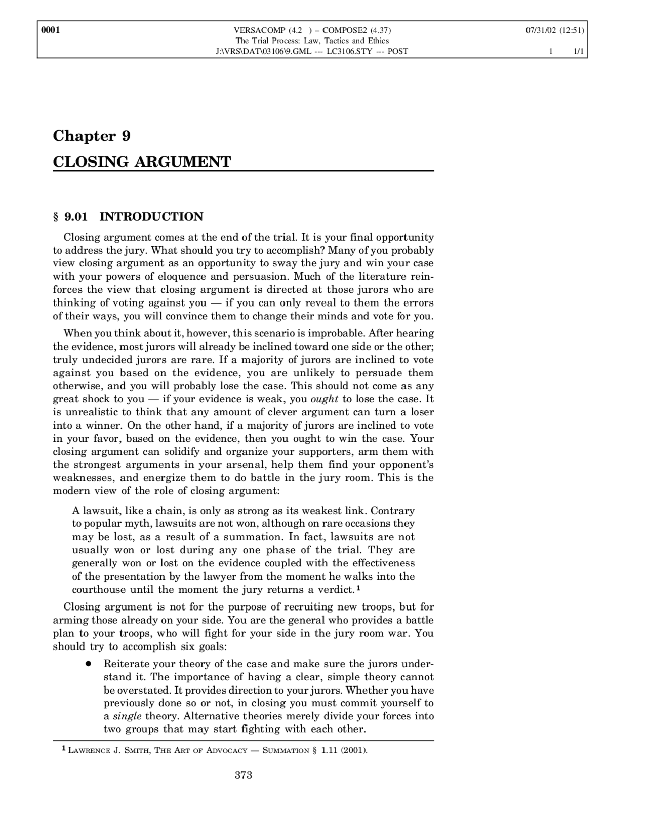 Chapter 9 CLOSING ARGUMENT | Lecture notes Law | Docsity