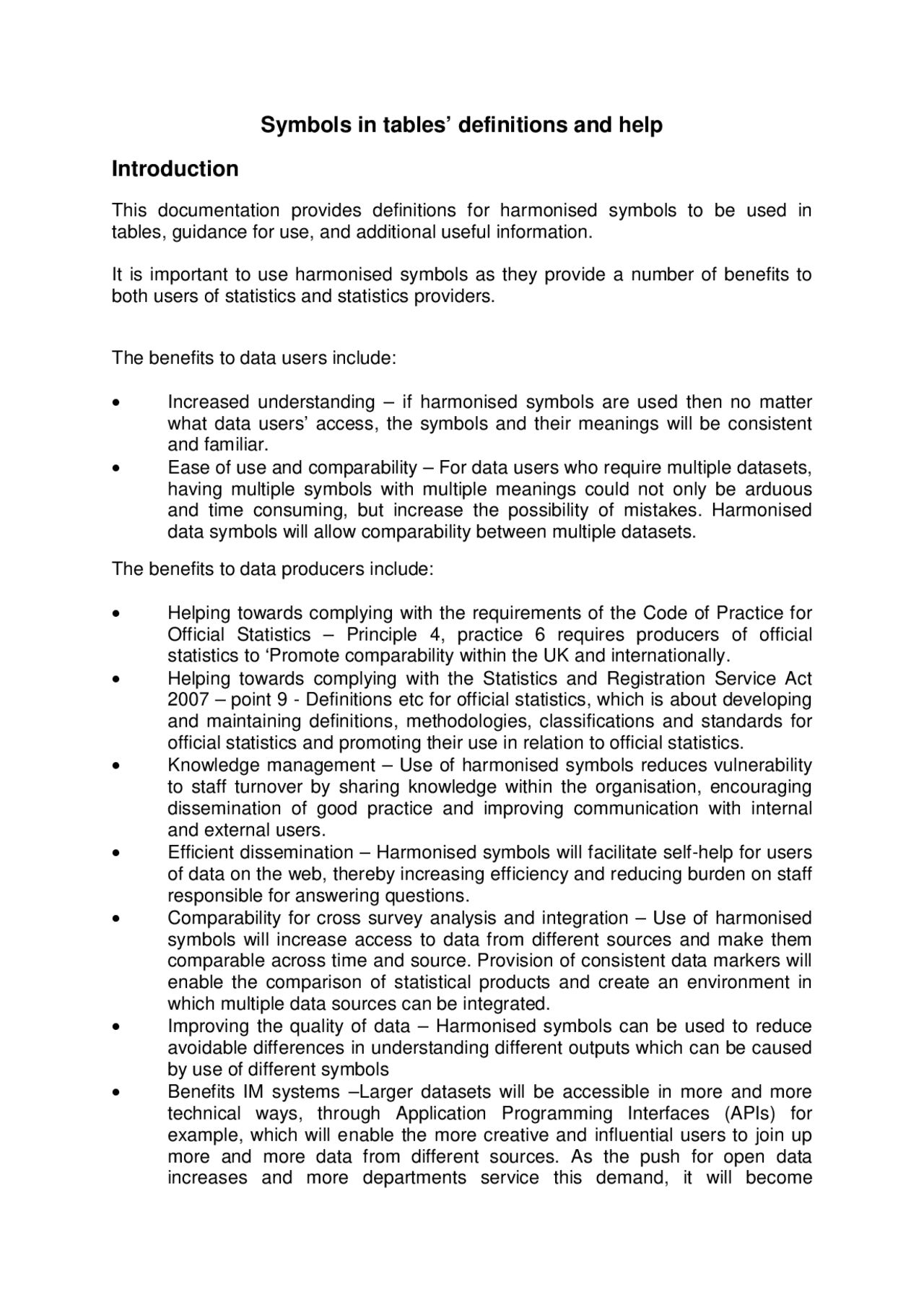 Symbols in tables' definitions and help Introduction | Summaries ...