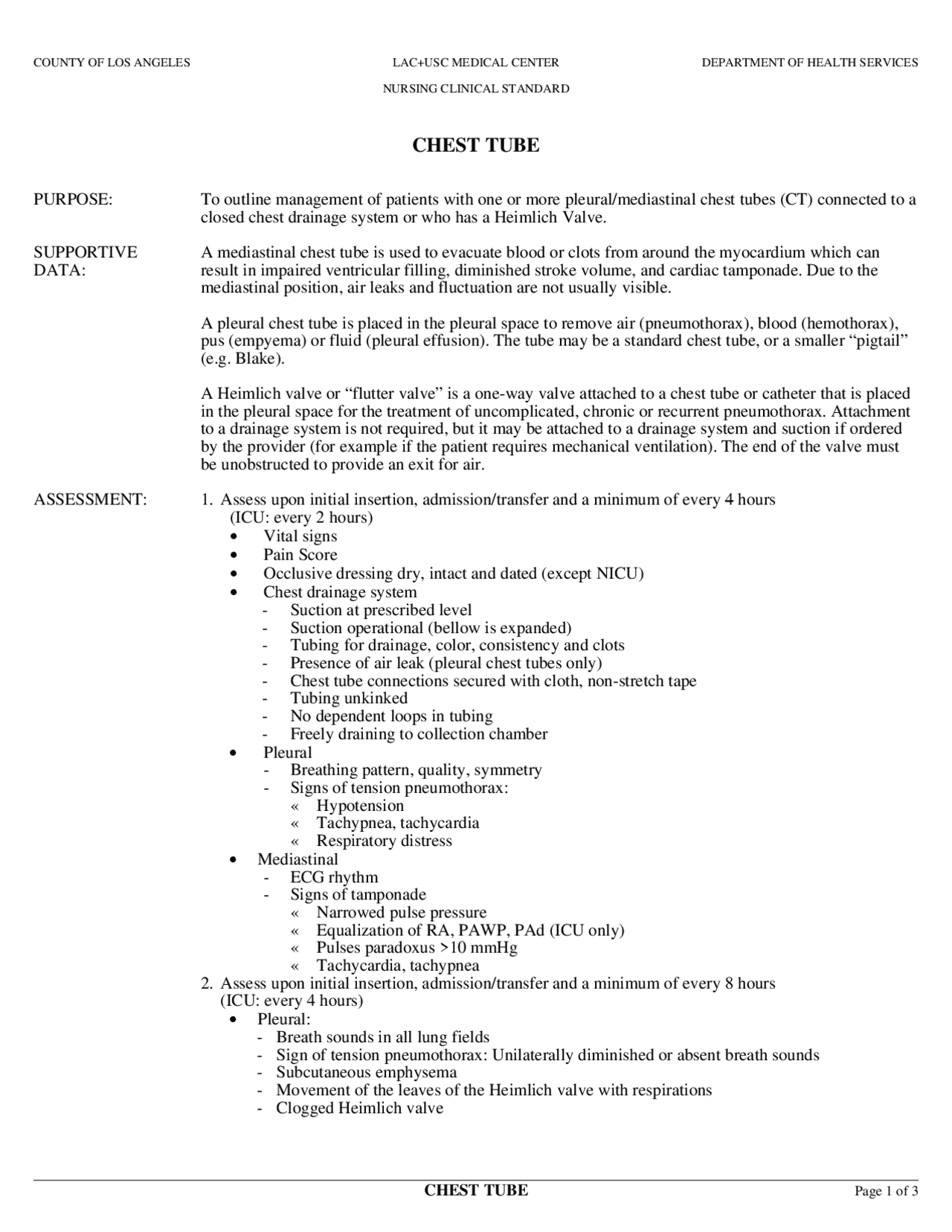 CHEST TUBE | Study notes Nursing | Docsity