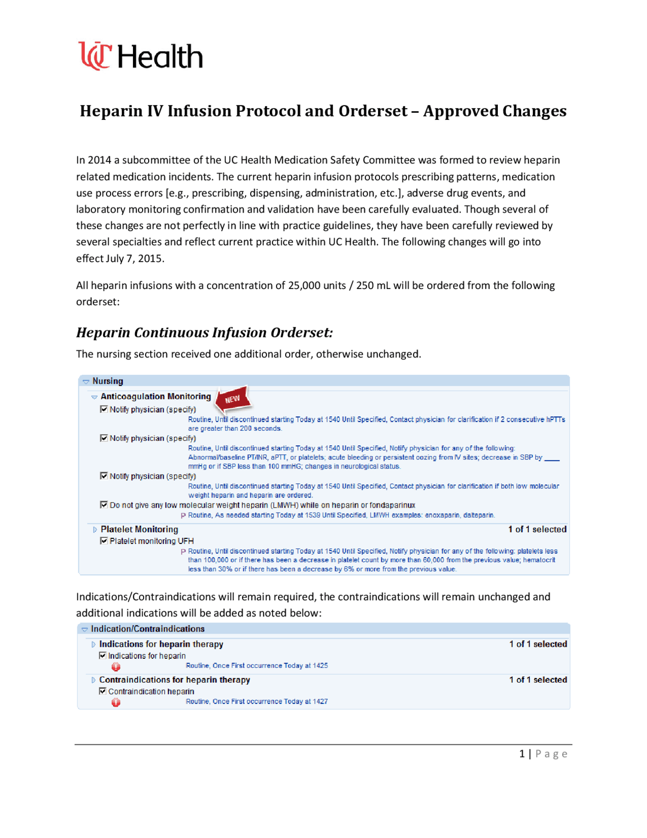 Heparin IV Infusion Protocol and Orderset – Approved Changes | Lecture ...