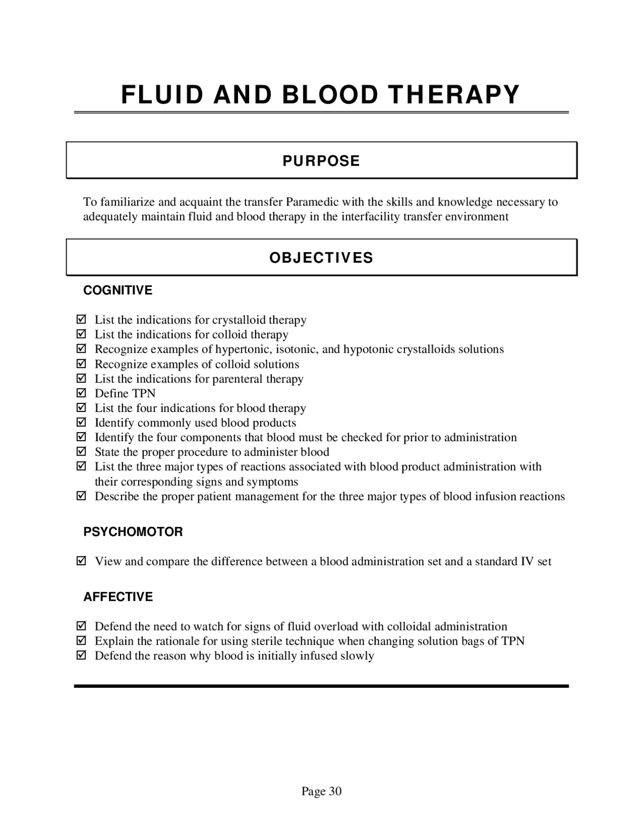 FLUID AND BLOOD THERAPY | Schemes and Mind Maps Human Biology | Docsity