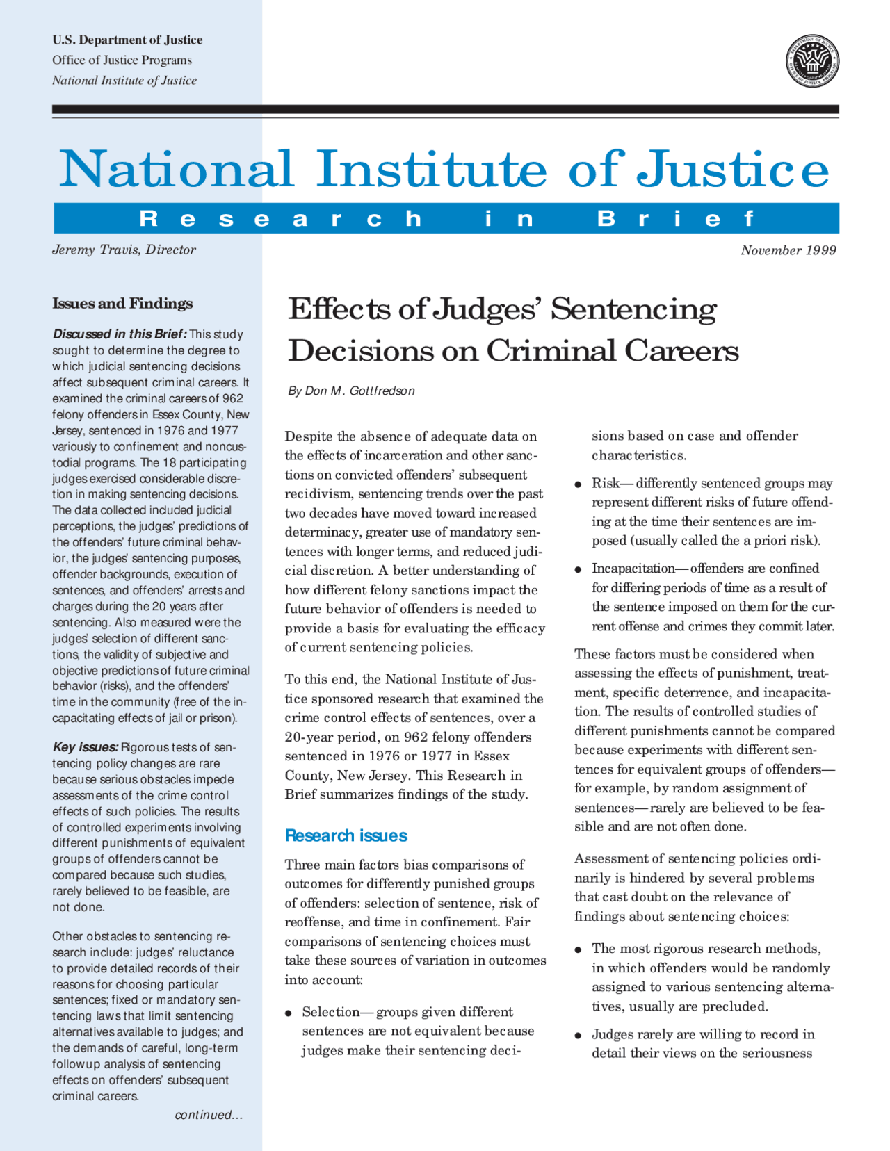 Effects of Judges' Sentencing Decisions on Criminal Careers | Summaries ...