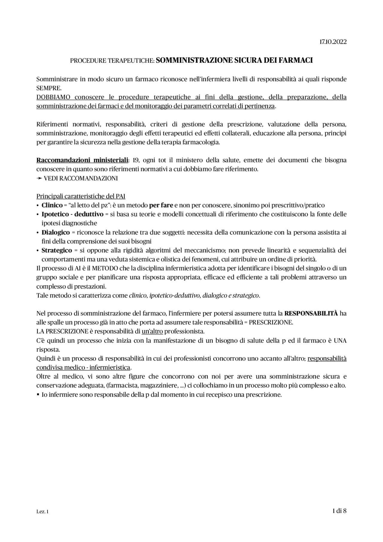 Infermieristica Clinica Parte 1 Dispense Di Infermieristica Docsity