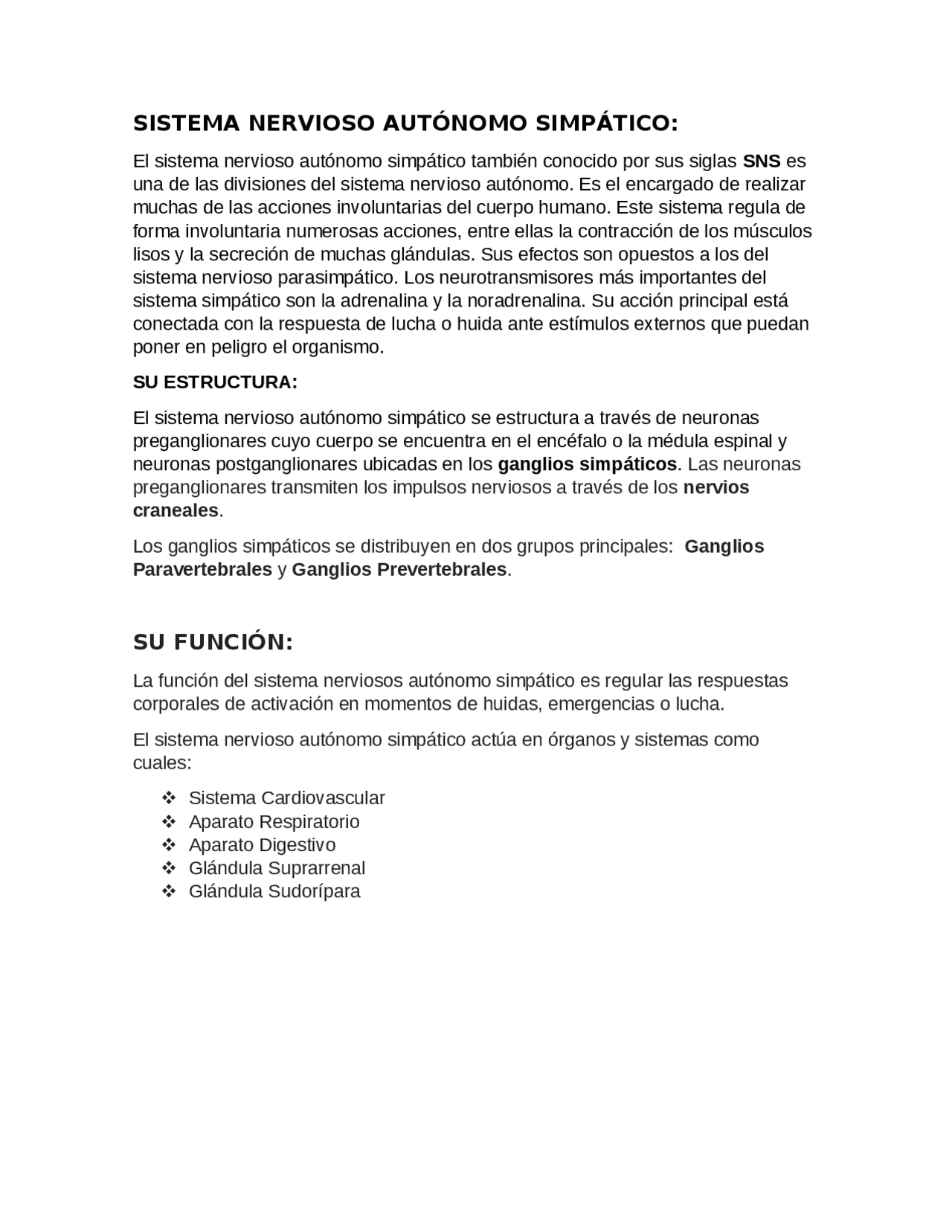 Sistema Nervioso Autonomo Simpatico y Parasimpatico | Apuntes de ...