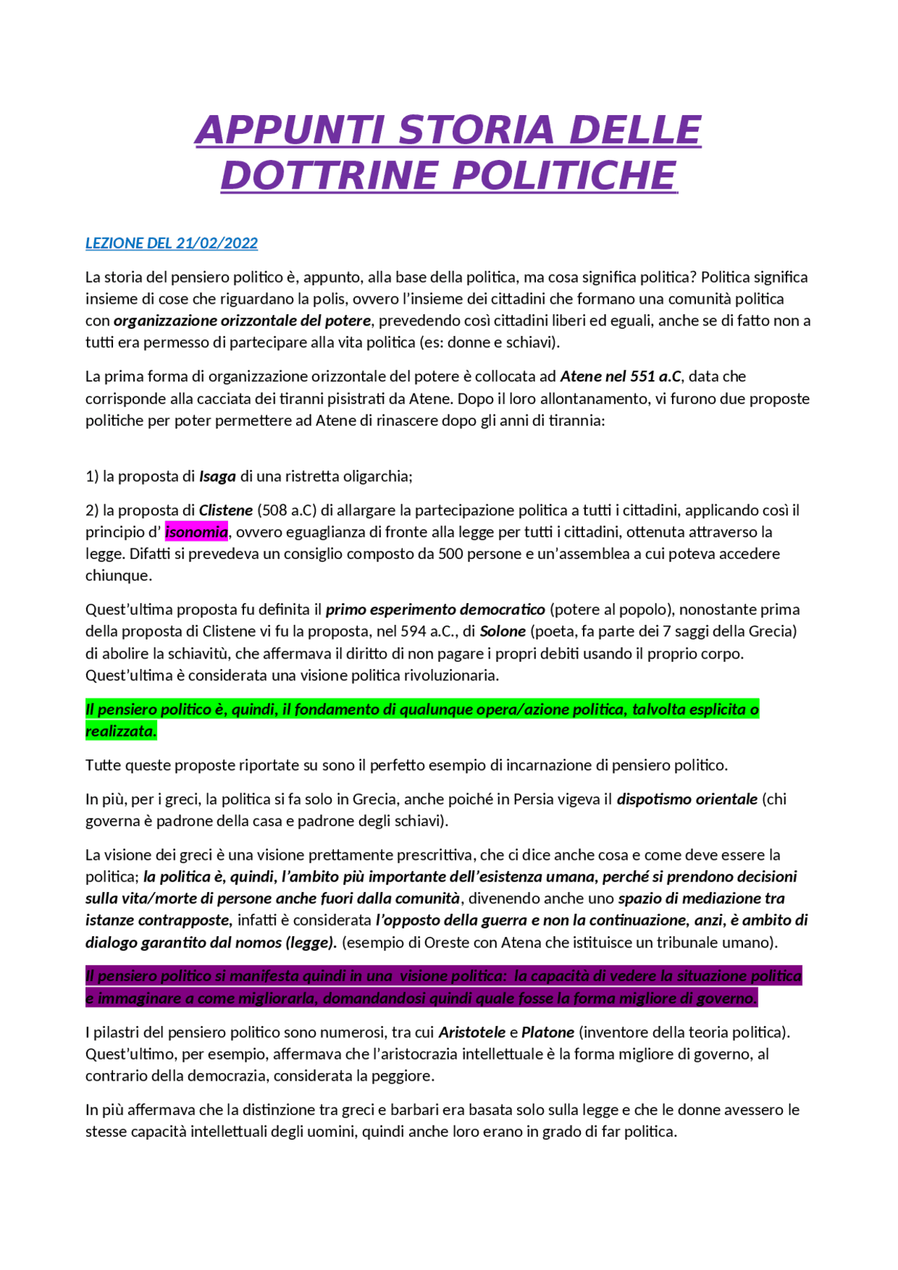 Appunti corso completo Storia delle dottrine politiche | Appunti di Storia Delle Dottrine ...