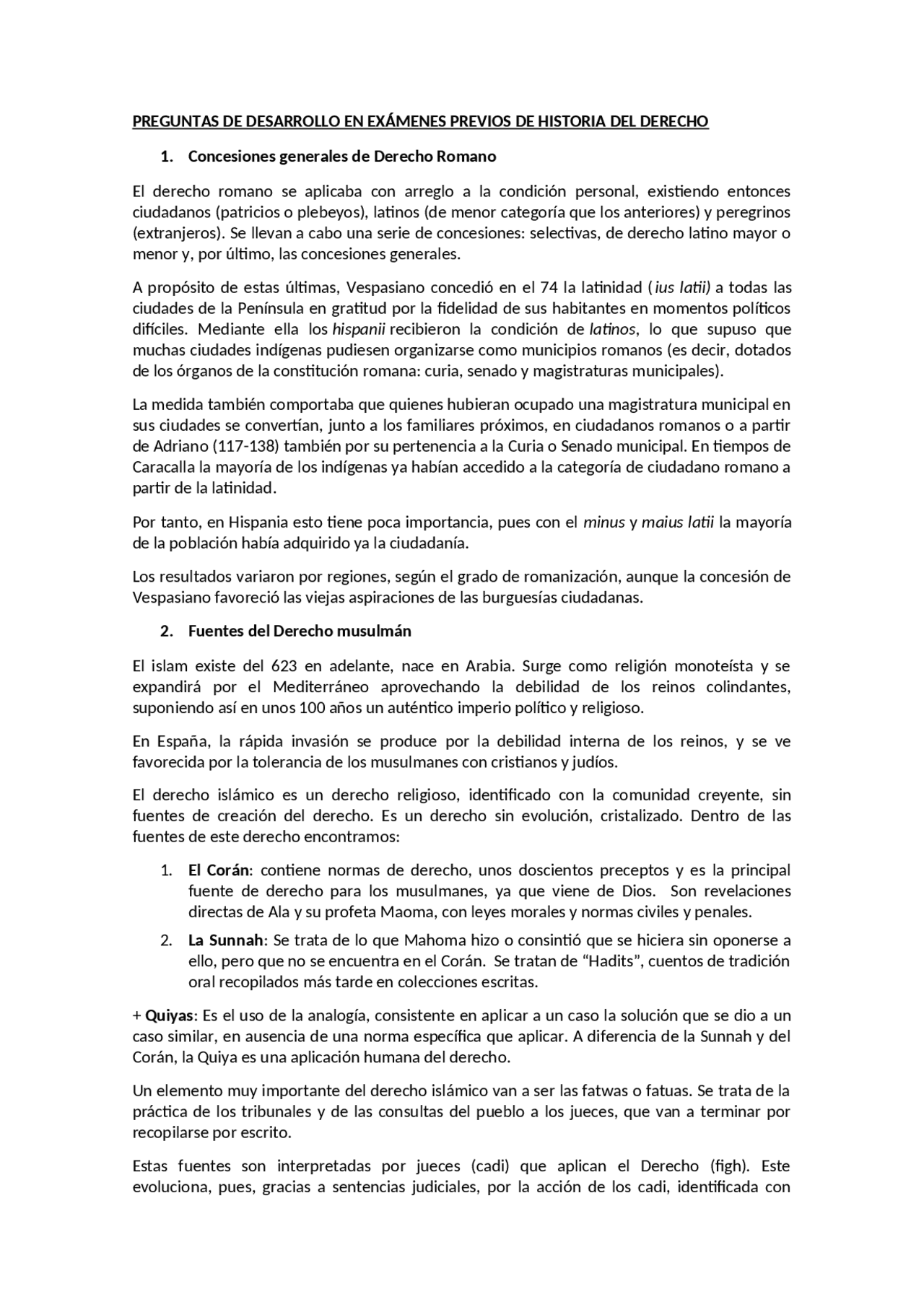 Examenes previos Baltar | Apuntes de Historia del Derecho | Docsity