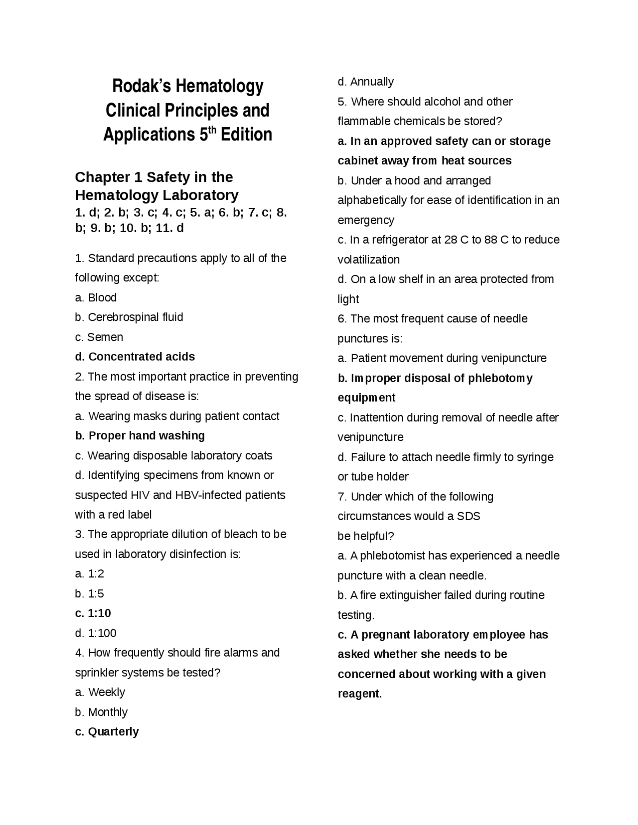 RODAK'S HEMATOLOGY 6TH EDITION TEST BANK | Exams Nursing | Docsity